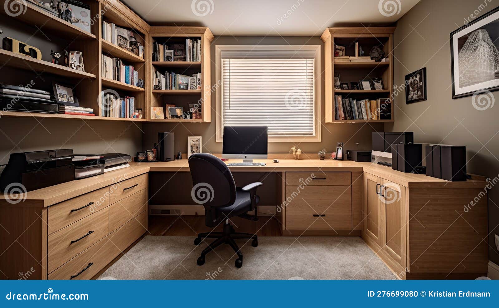 Practical Home Office: Built-in Desk, Ergonomic Chair, and Organized ...