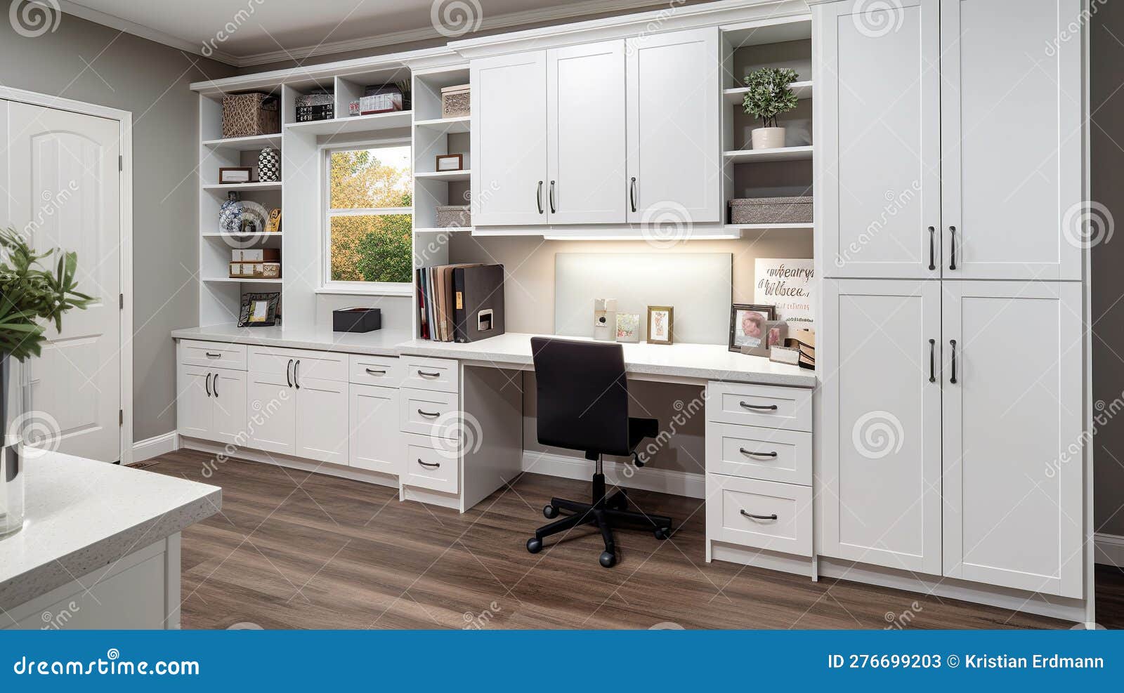 Practical Home Office: Built-in Desk, Ergonomic Chair, and Organized ... Practical Home Office: Built-in Desk, Ergonomic Chair, and Organized ...