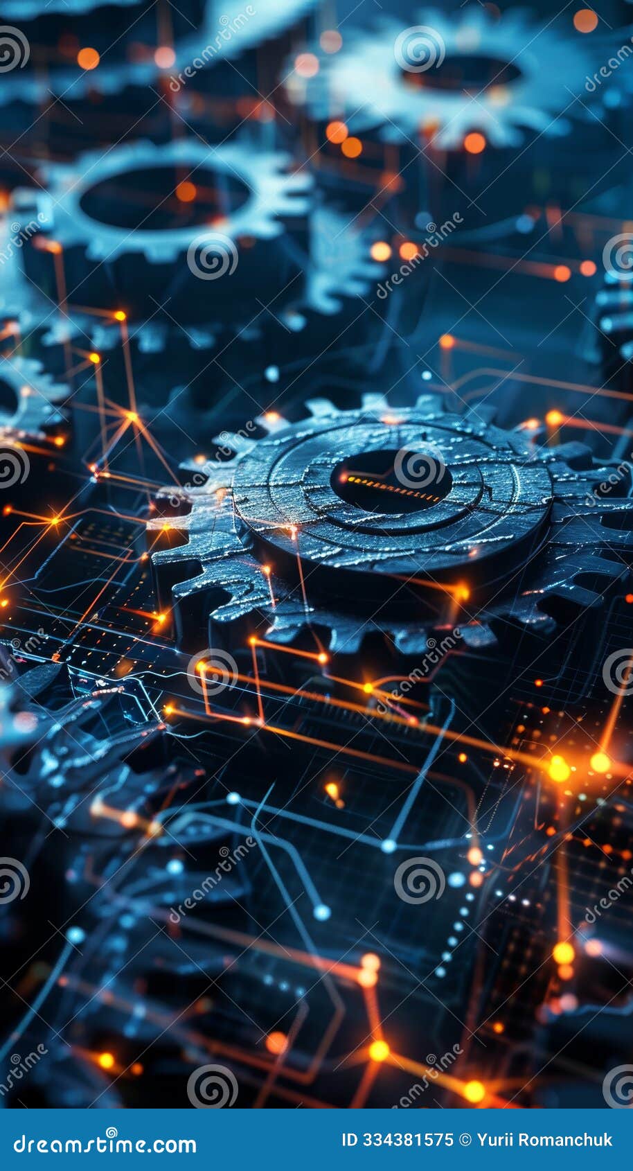 Optimizing Business Operations Gears in a Digital Landscape Symbolizing ...