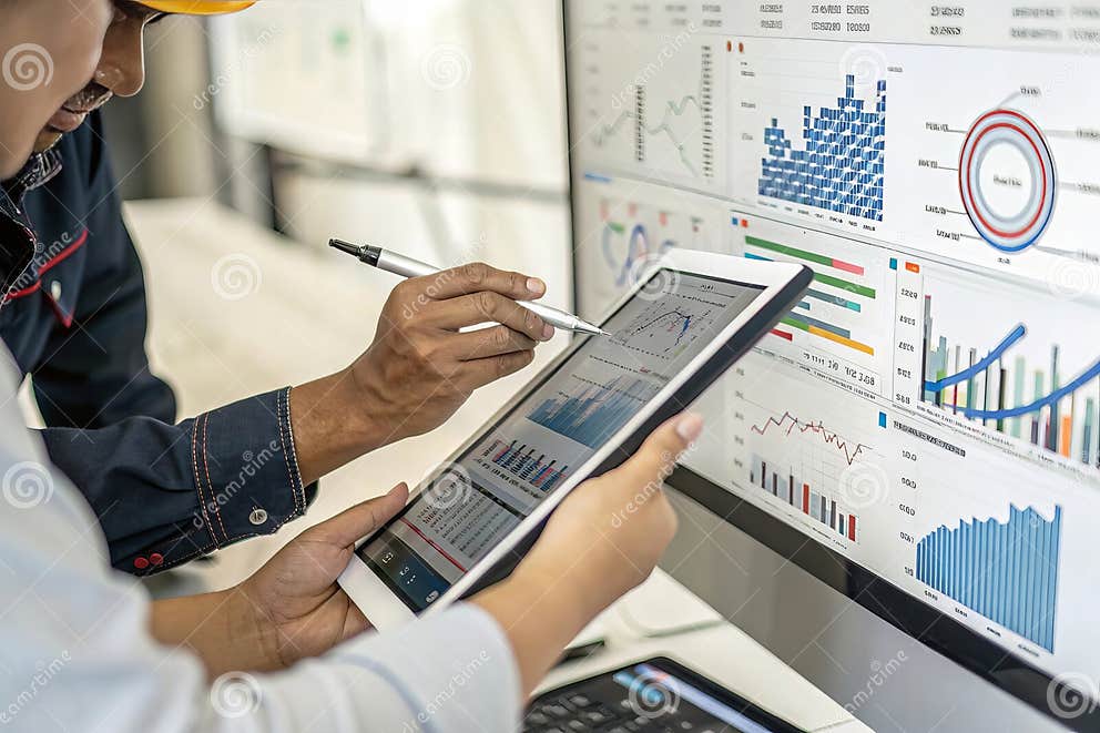 Optimizing Data Analysis with Digital Tools, Hands Interacting with Tablet and Screen ...