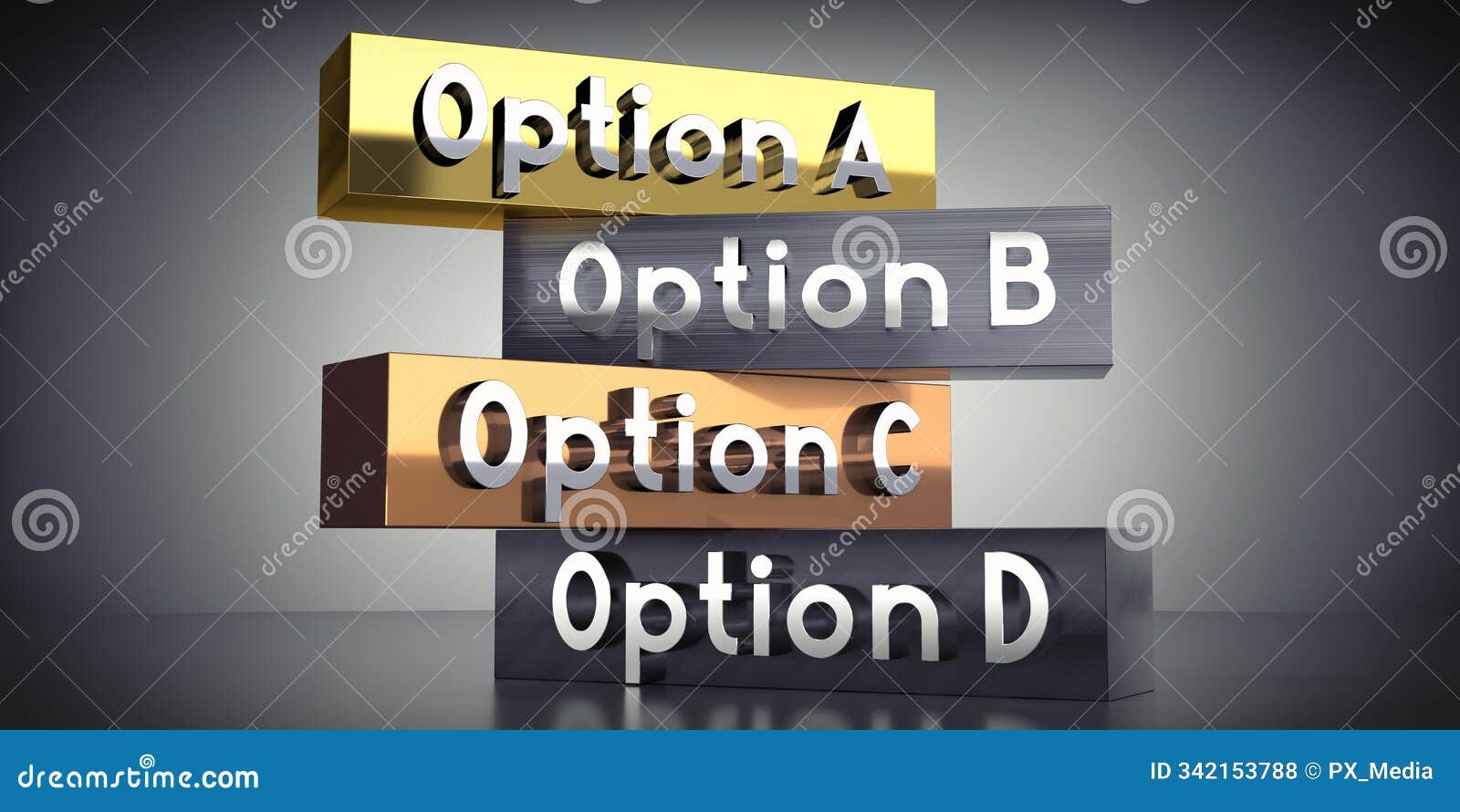 Option a, B, C or D - Words on Metal Blocks Stock Illustration ...