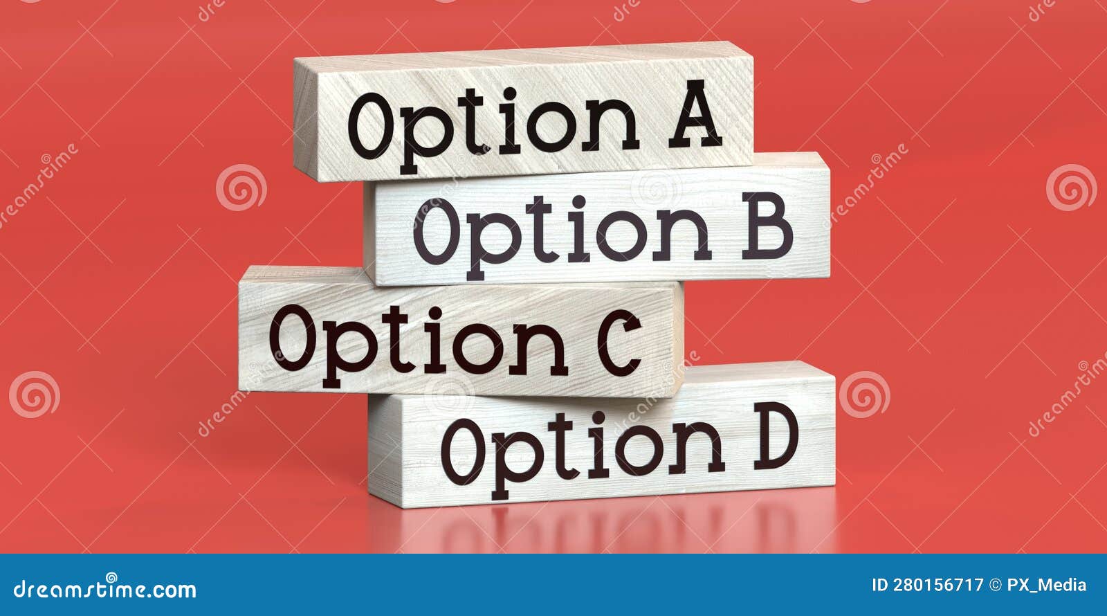 Option a, B, C or D - Words on Wooden Blocks Stock Illustration ...