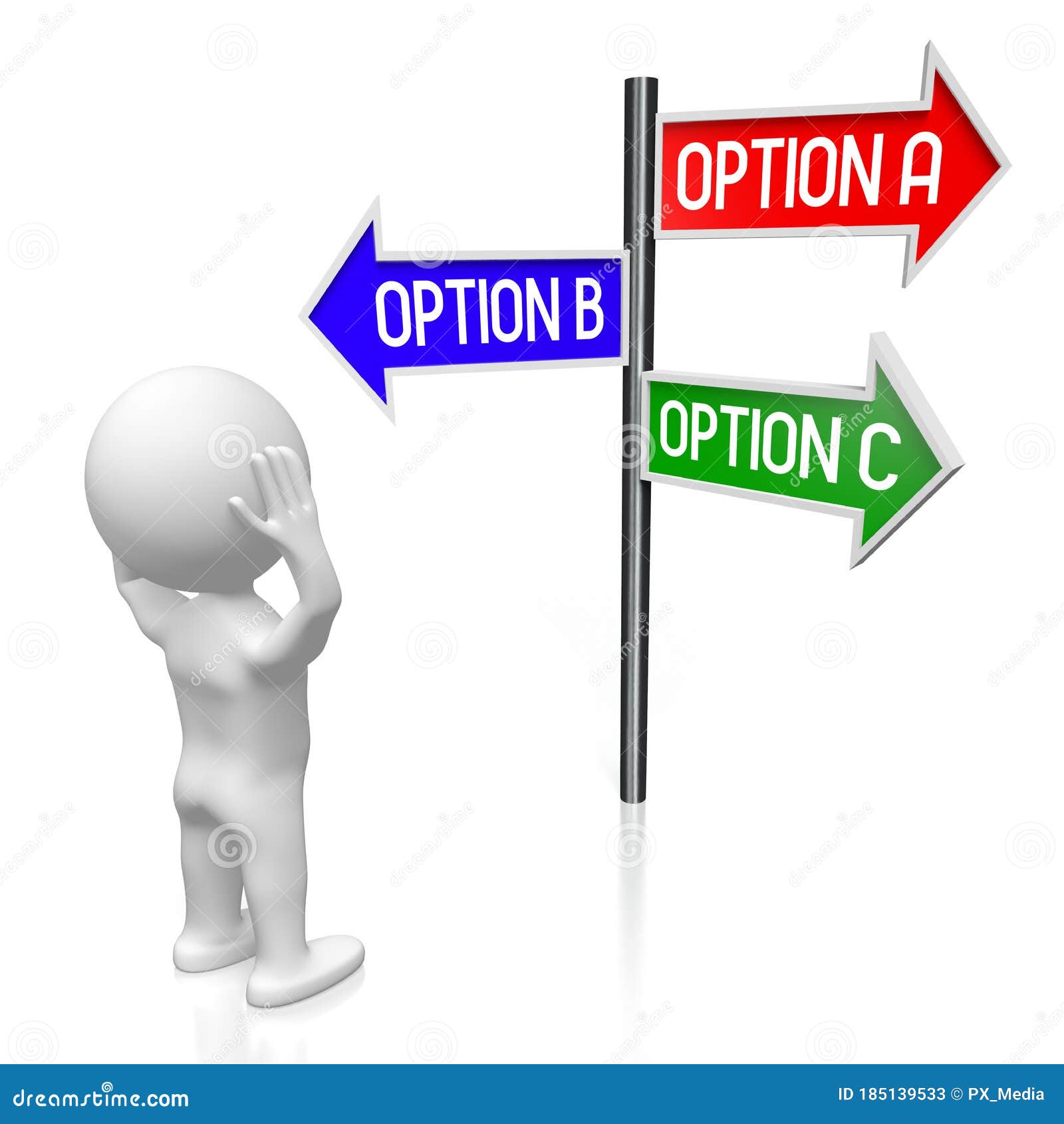 Option a, B or C - Signpost with Three Arrows, Cartoon Character Stock ... Option a, B or C - Signpost with Three Arrows, Cartoon Character Stock ...