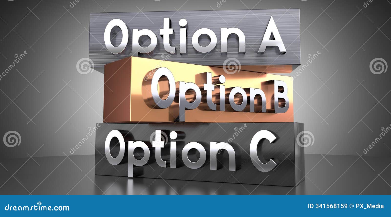 Option a, B, C - Words on Metal Blocks Stock Illustration ...