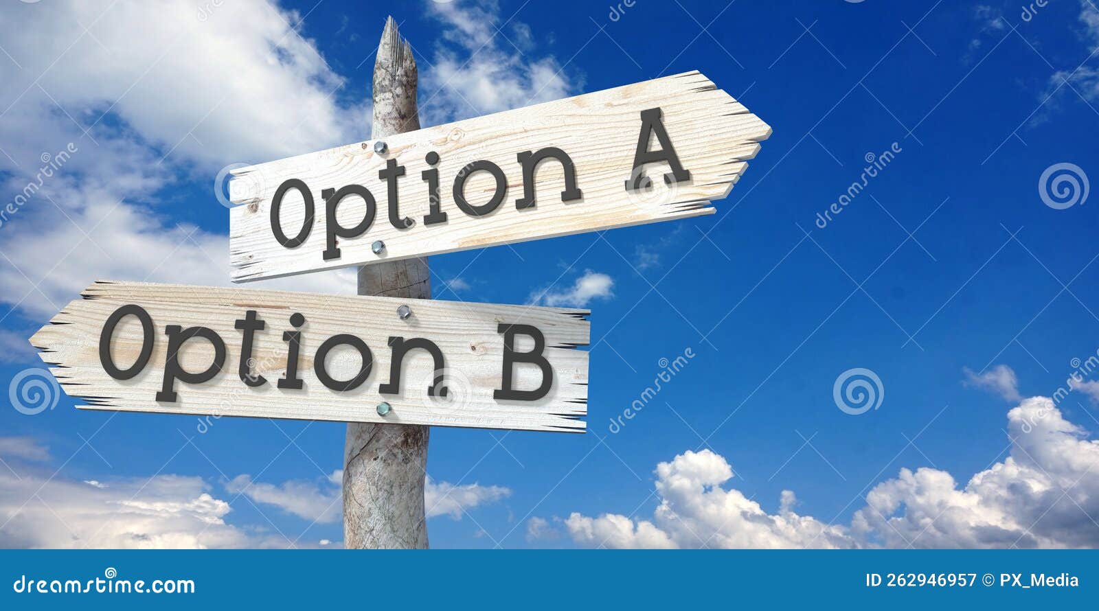 Option a, Option B - Wooden Signpost with Two Arrows Stock Illustration ...