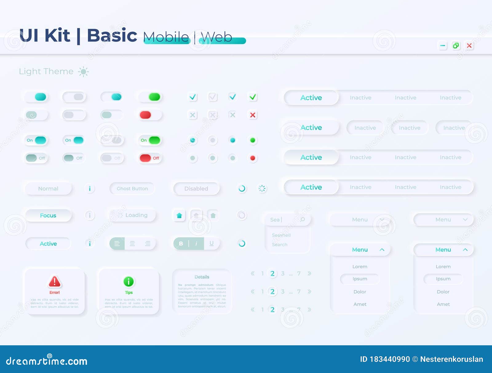 Option Buttons UI Elements Kit Stock Vector - Illustration of interface, dashboard: 183440990