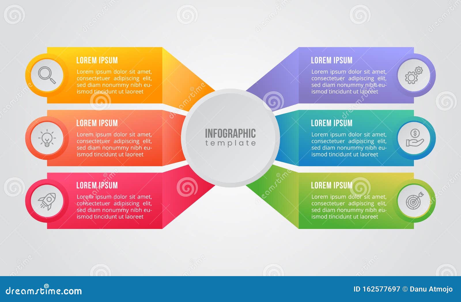 6 Option Chart Diagram Infographic Modern Shapes, Vector. Template ...