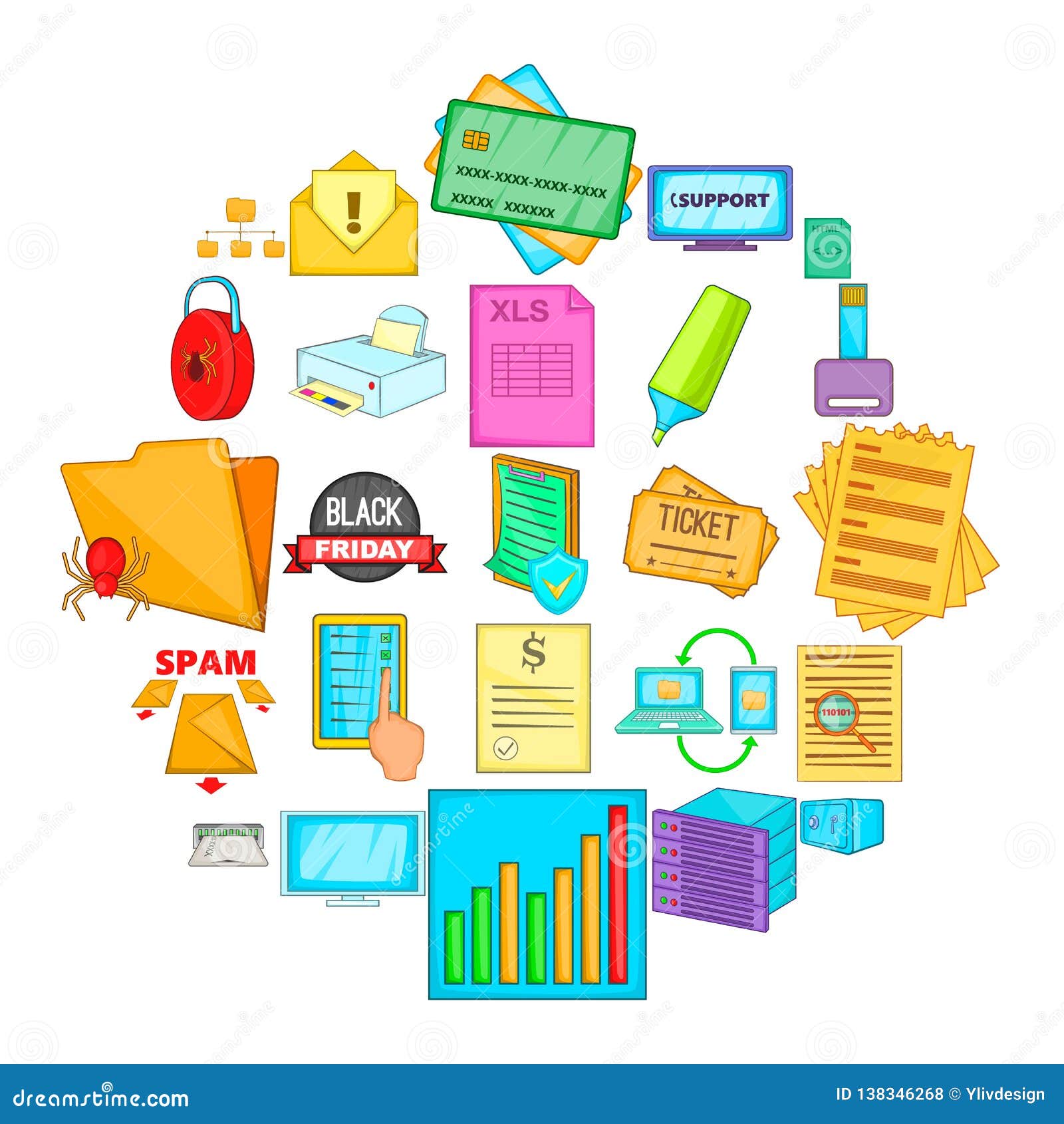 Option Icons Set, Cartoon Style Stock Vector - Illustration of isolated ...