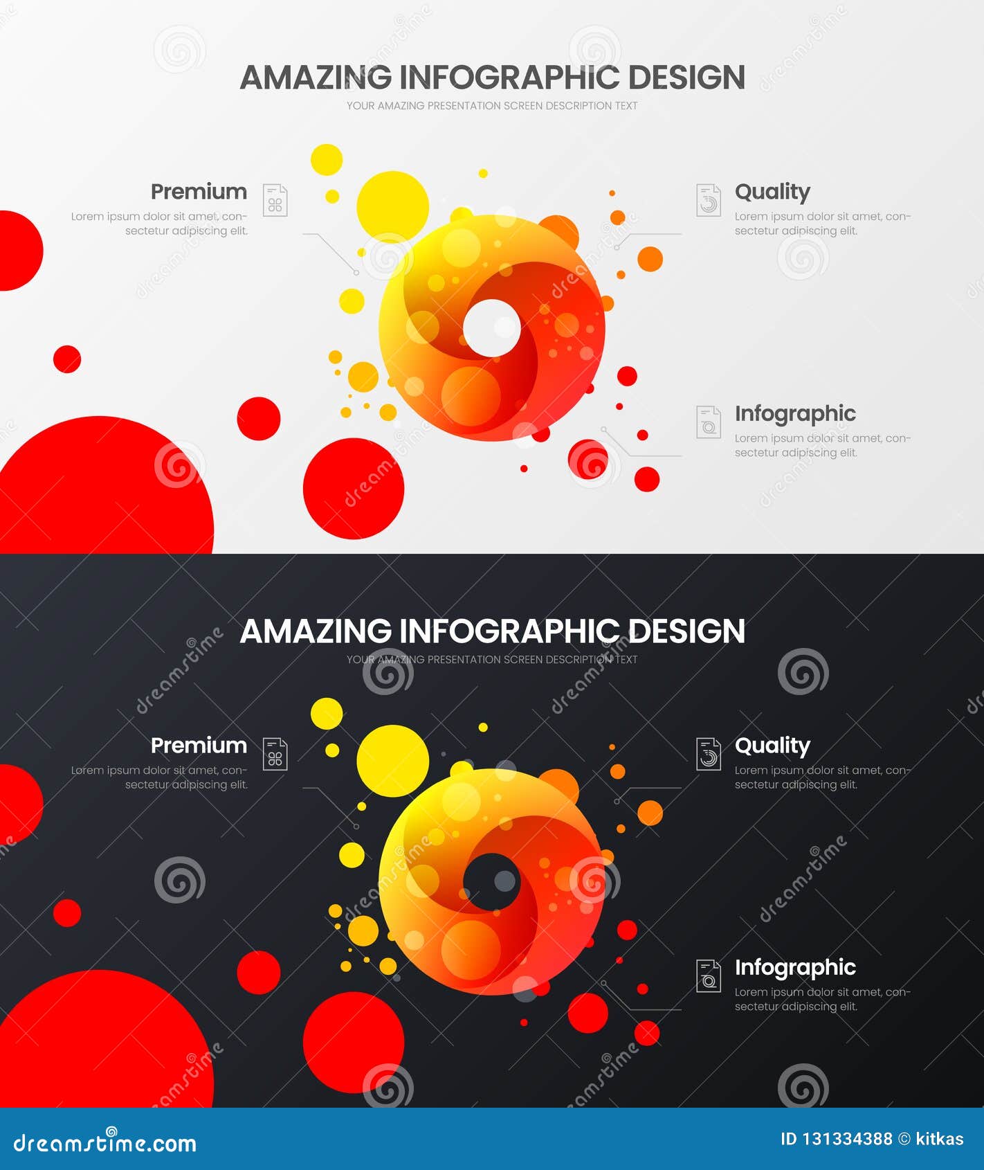3 Option Round Organic Data Visualization Design Layout Set. Amazing ...