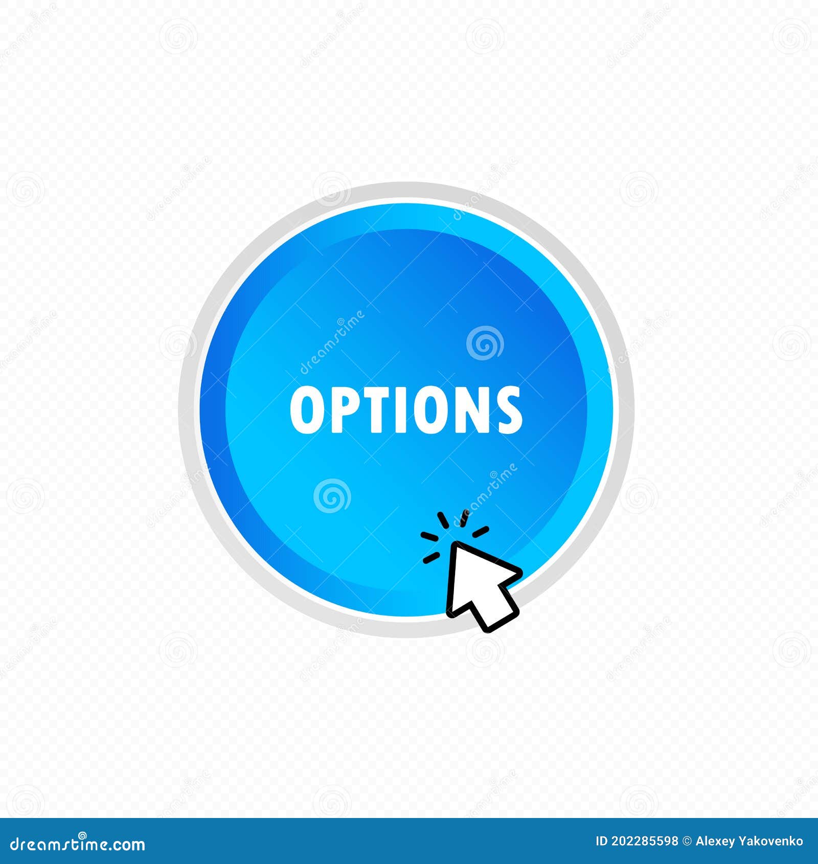Options Button with Cursor. Vector on Isolated White Background Stock ...