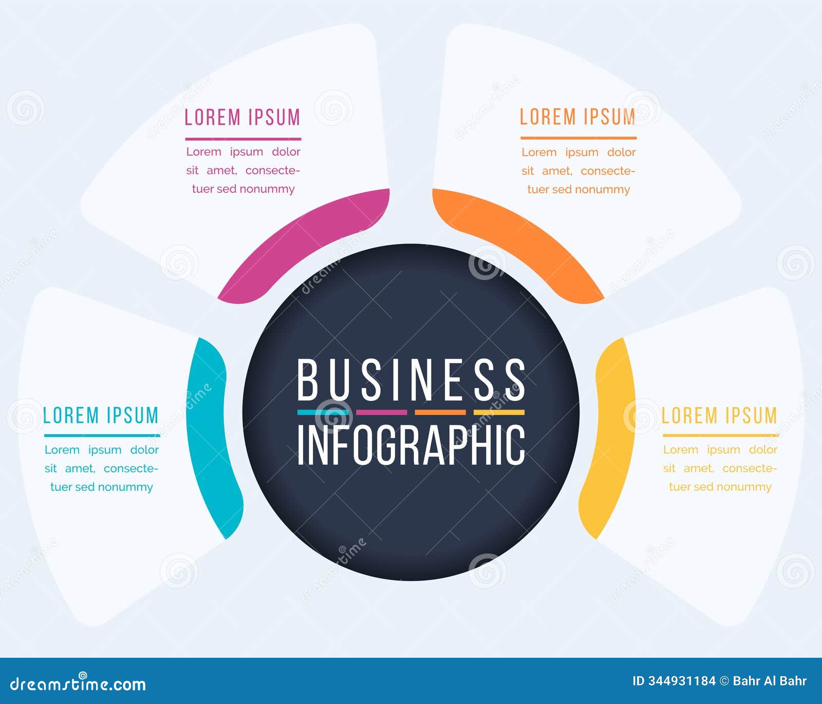 4 Options Infographic Circle Design 4 Steps, Objects, Elements or Options Information Business ...