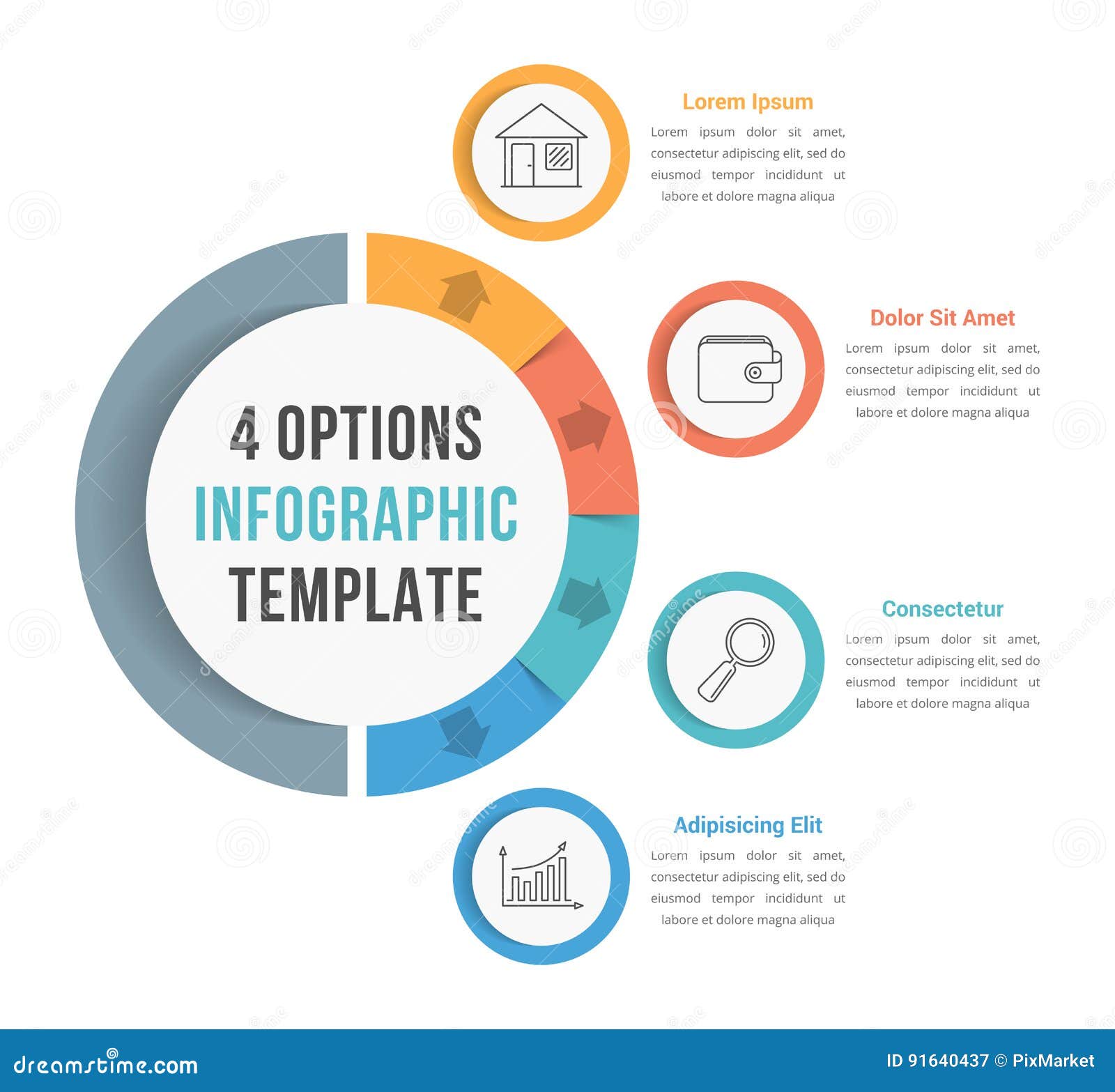 4 Options Infographic Template Stock Vector - Illustration of line ...