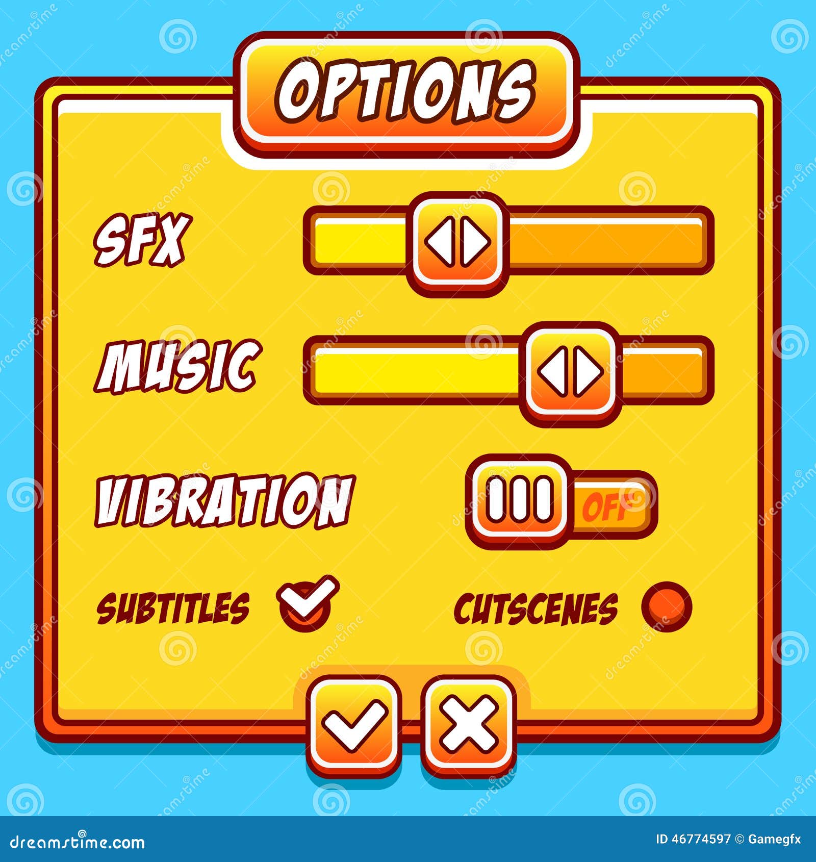 Options Menu Yellow Style Game Buttons Stock Vector - Illustration of ...