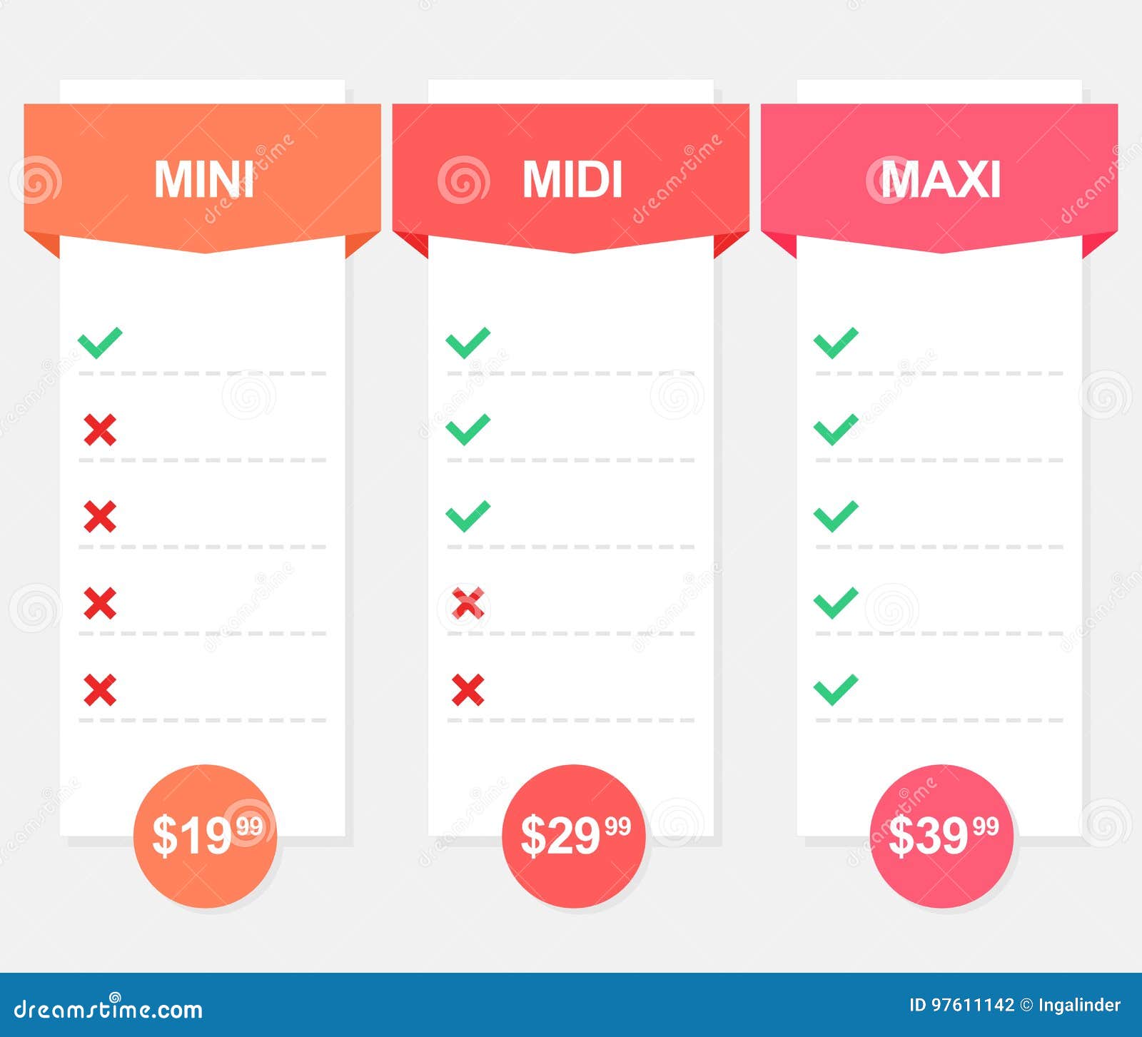 3 Options Vector Infographics Template with Price Stock Vector ...