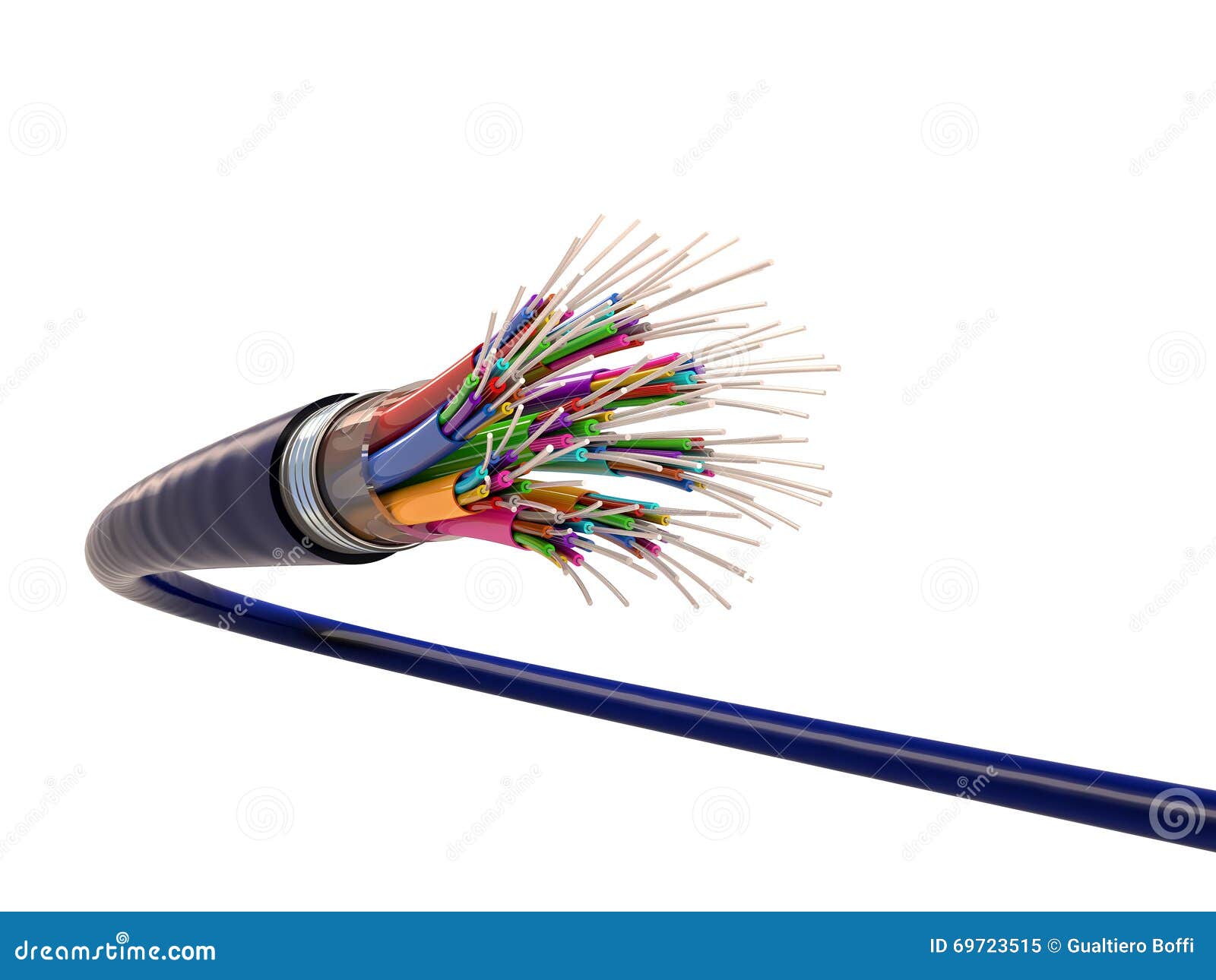 Optisk fiber 3d stock illustrationer. Illustration av dator - 69723515