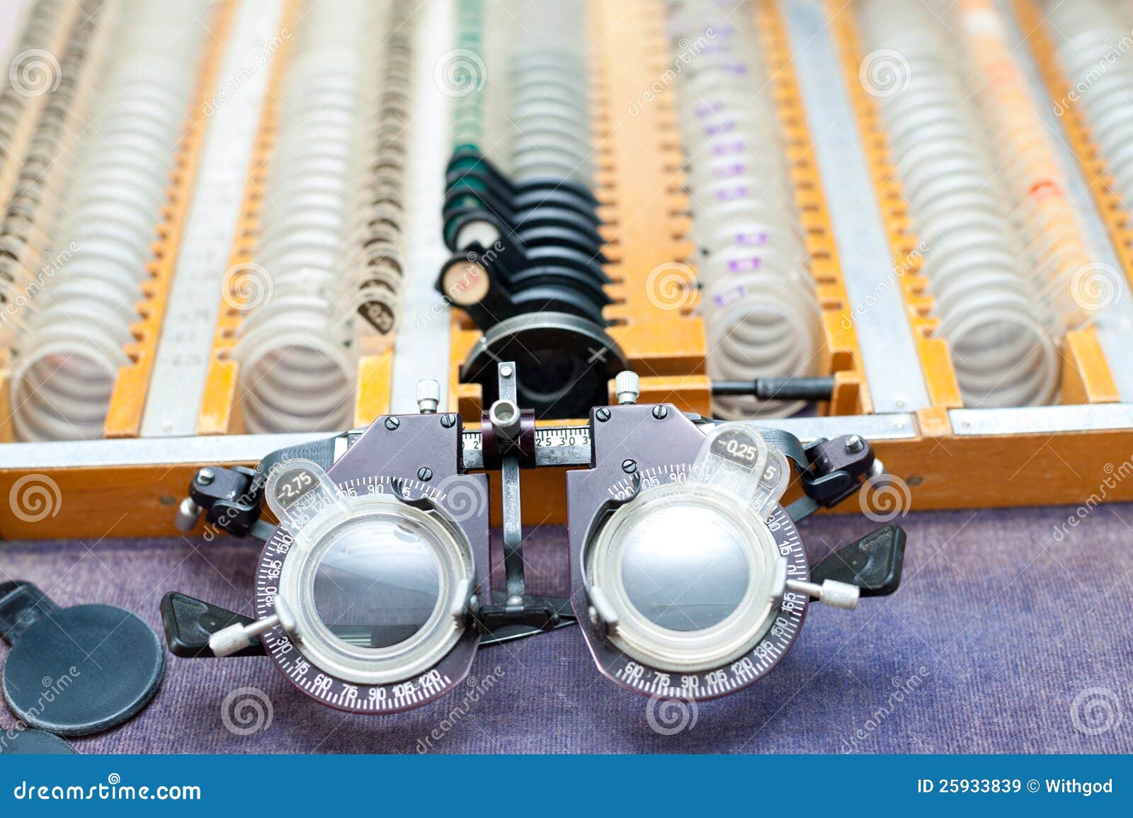 Optometric Frame Measurement. Trial Frame For Eye Test Stock ...
