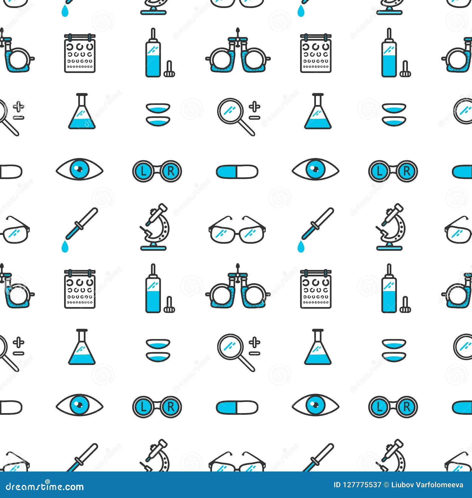 Optometric Icons in Linear Style.Seamless Pattern Stock Vector ...