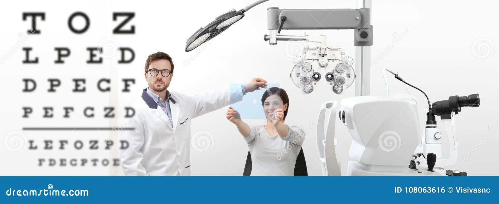 Optometrist Examining Eyesight Woman Patient Pointing Chart at T Stock ... Optometrist Examining Eyesight Woman Patient Pointing Chart at T Stock ...