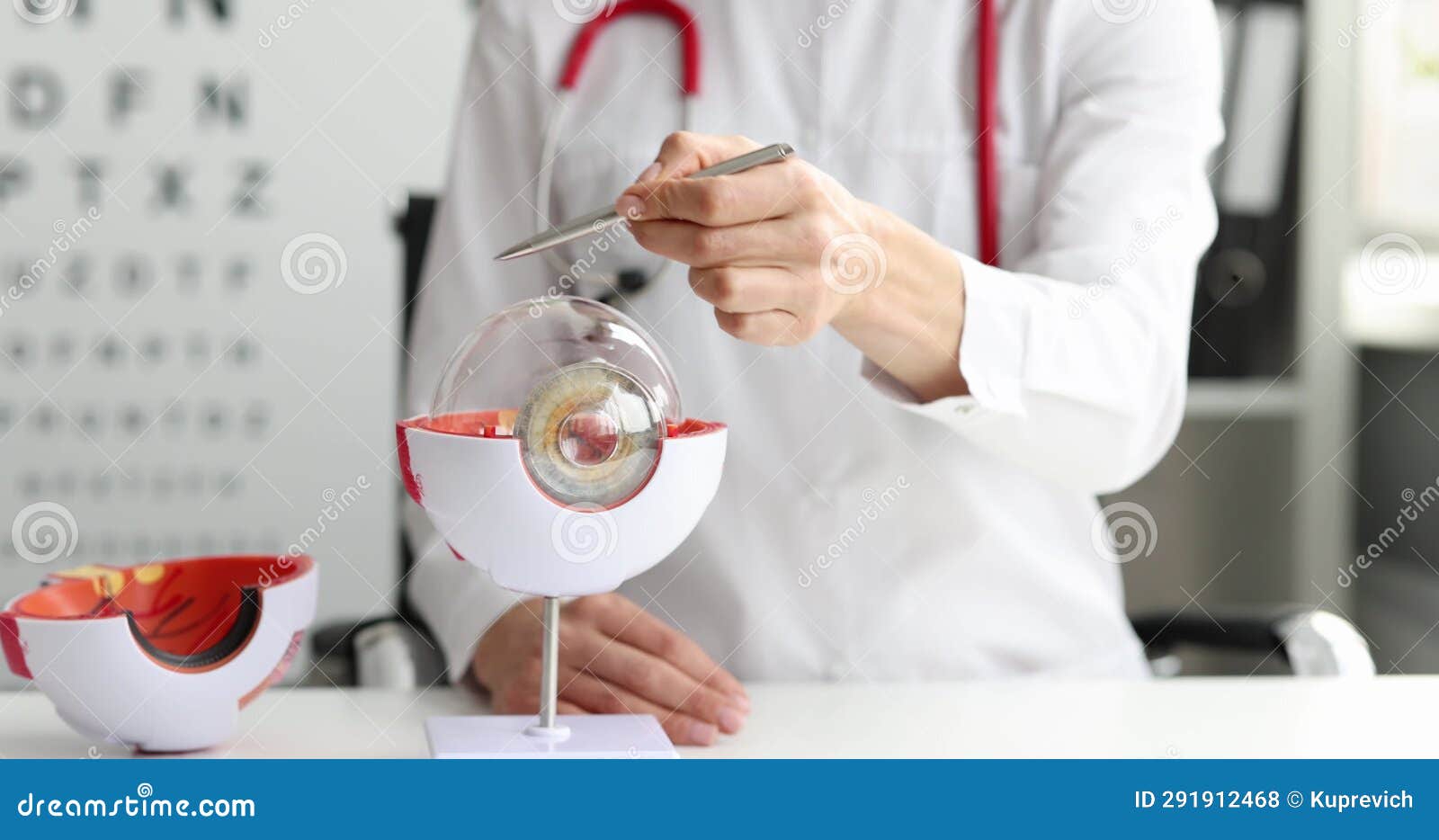 Optometrist Shows Structure of Eye on Model Stock Footage - Video of ...