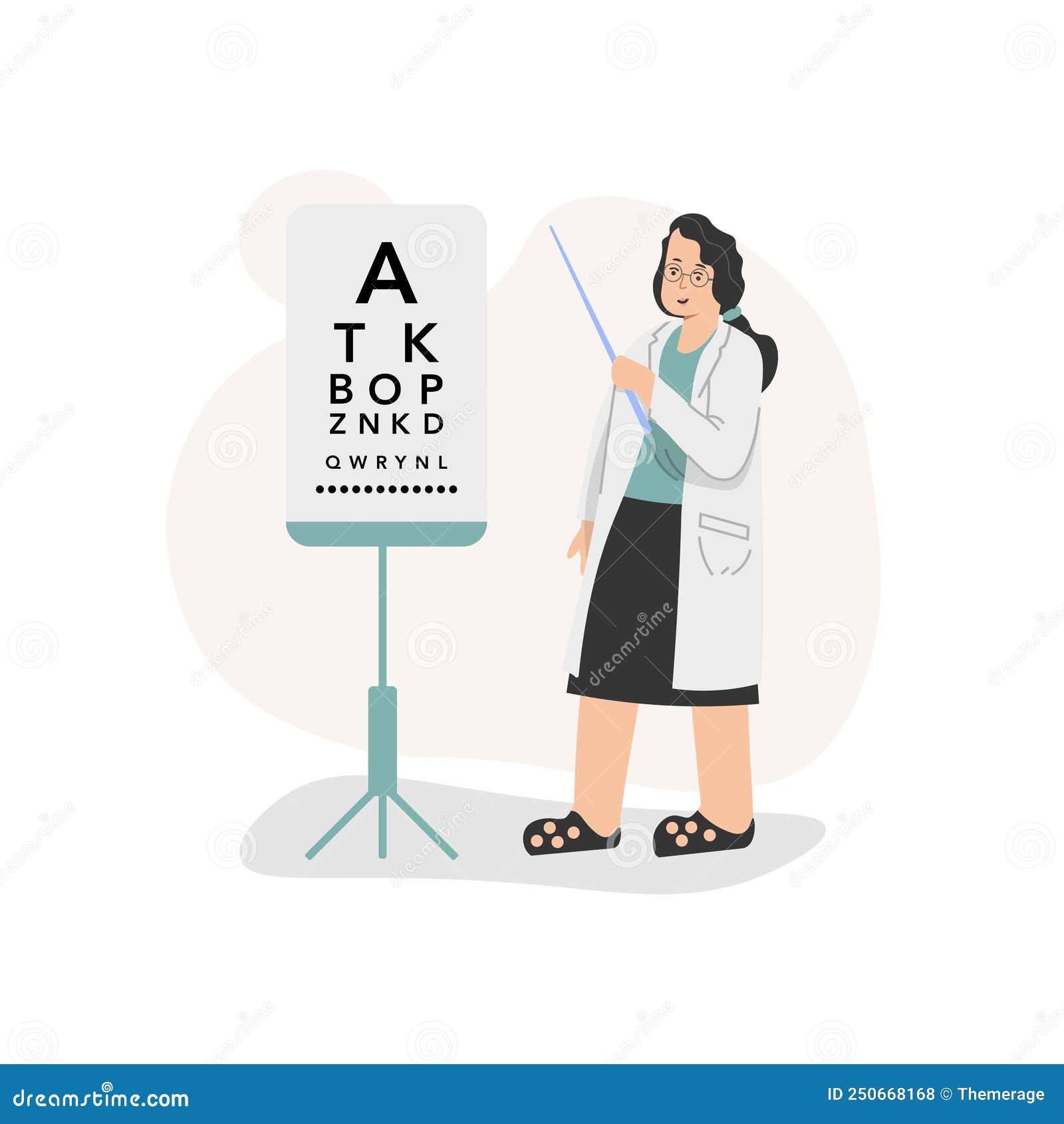 The Optometrist Stands with a Pointer and Points To a Stand To Test ...