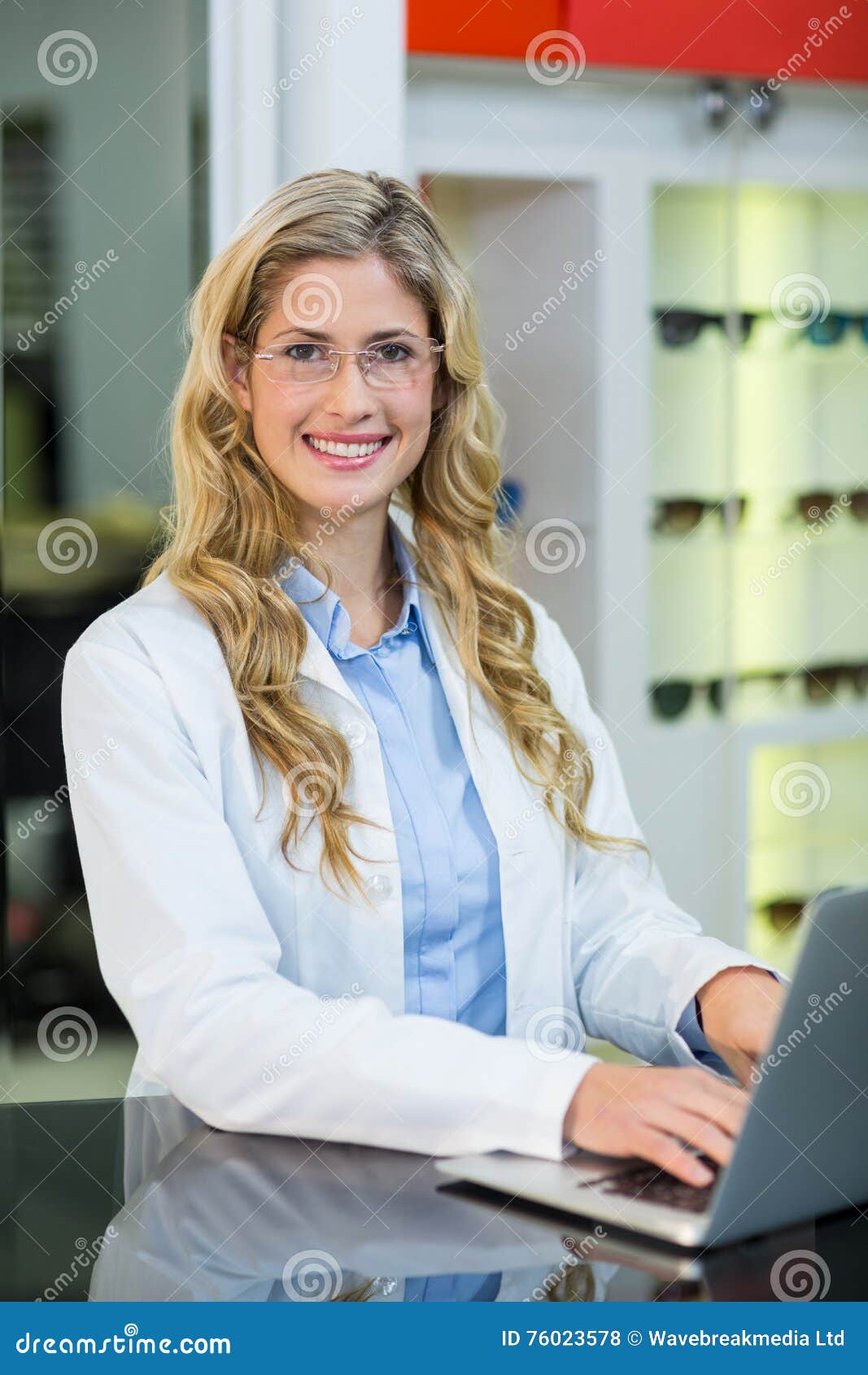 Optometrist Using Laptop in Ophthalmology Clinic Stock Photo - Image of ...