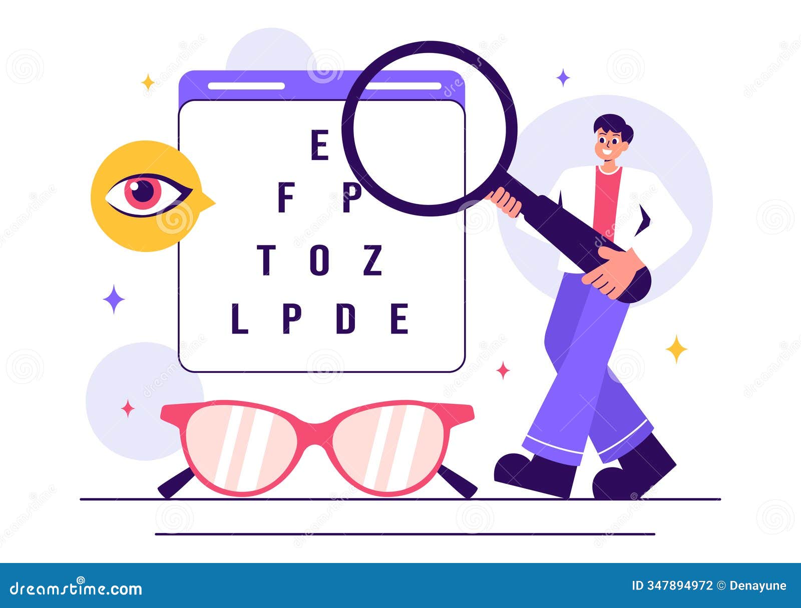 Optometrist Vector Illustration Featuring an Ophthalmologist Examining ...