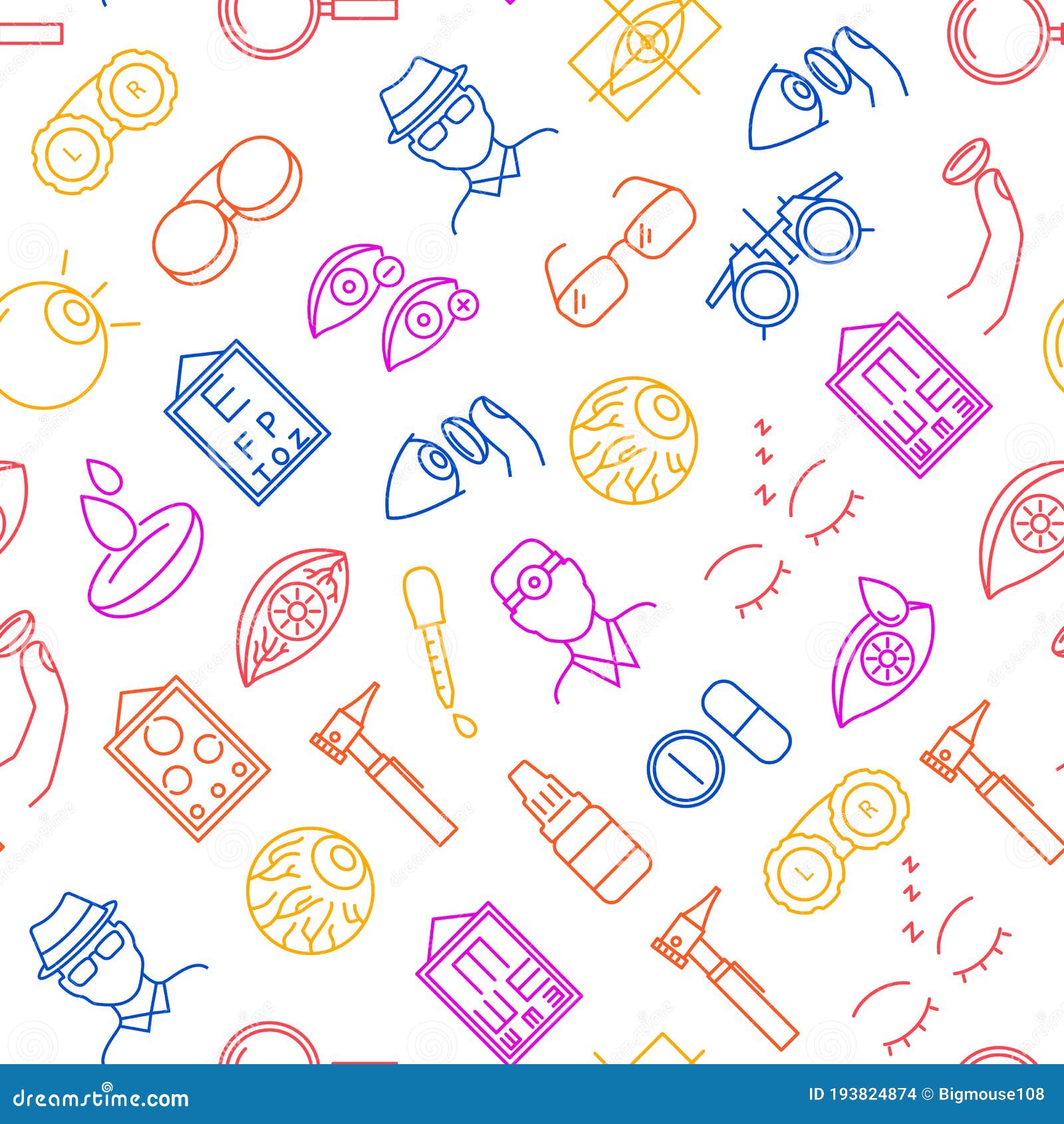 Optometry Concept Thin Line Seamless Pattern Background. Vector Stock ...