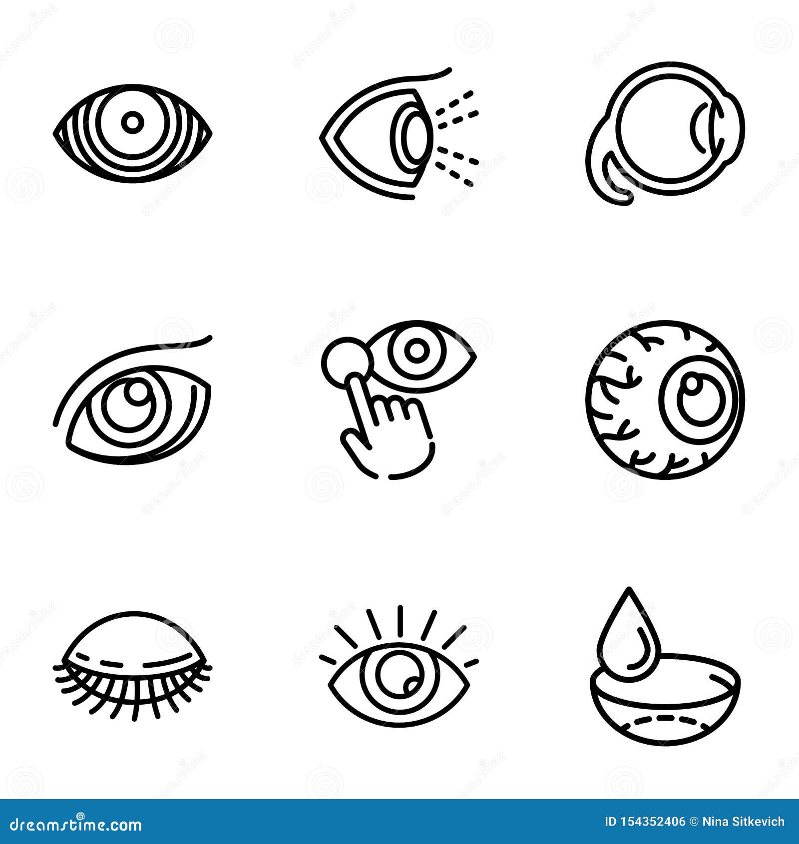 Optometry Icon Set, Outline Style Stock Vector - Illustration of ...