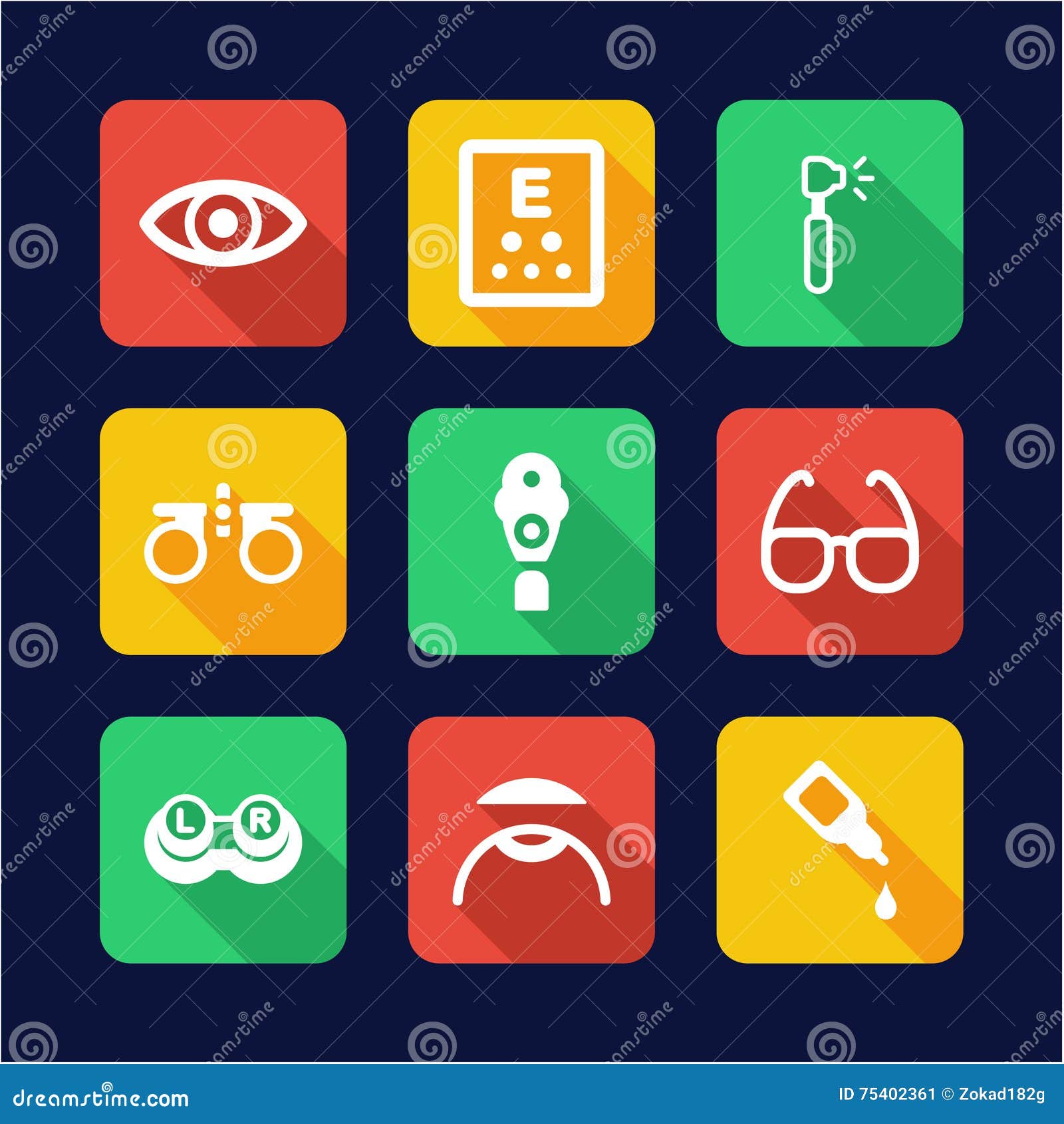 Optometry Icons Flat Design Stock Vector - Illustration of care, gadget ...