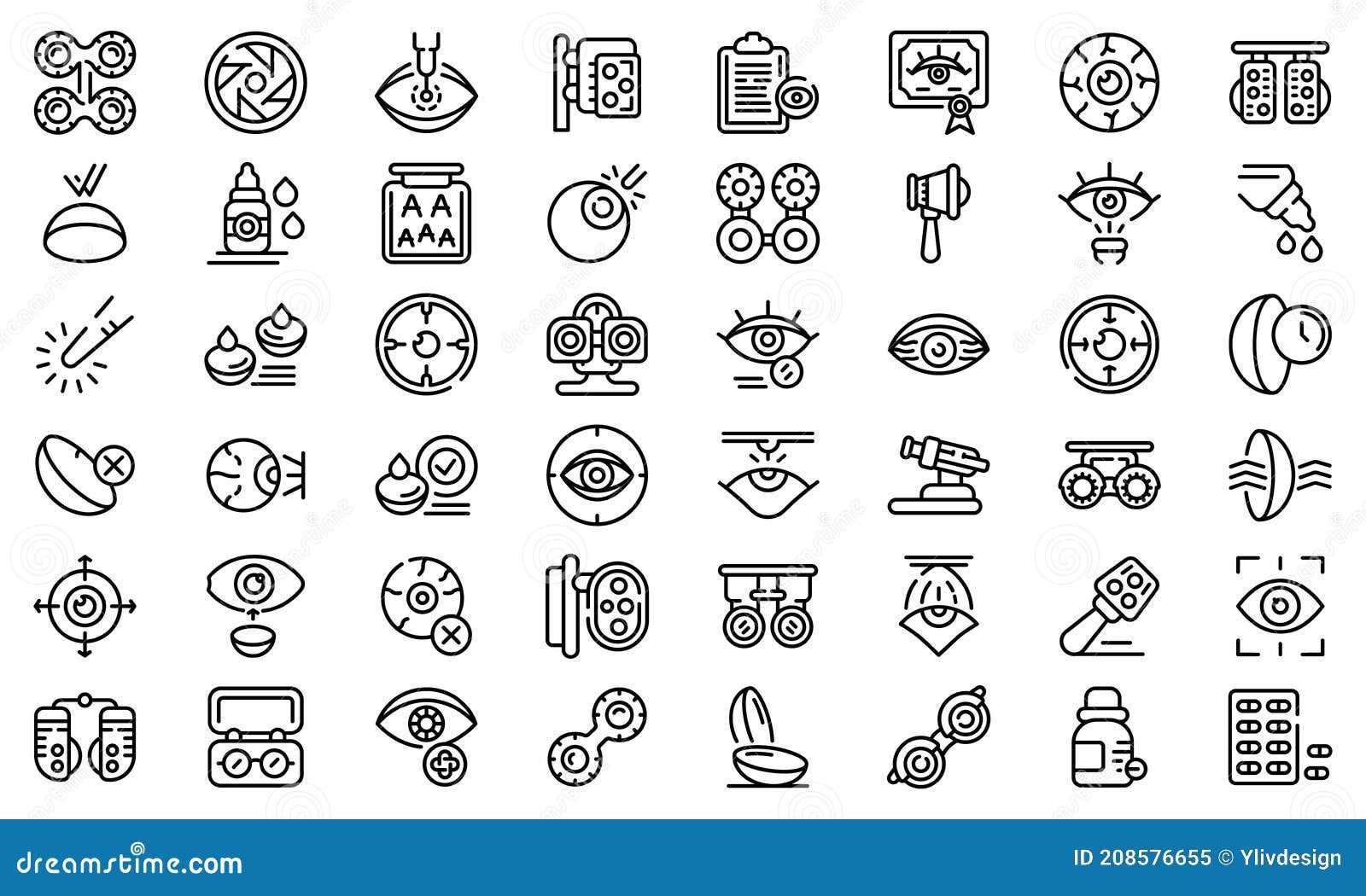 Optometry Icons. Eye And Glasses, Vision And Lens, Laser Surgery Signs ...