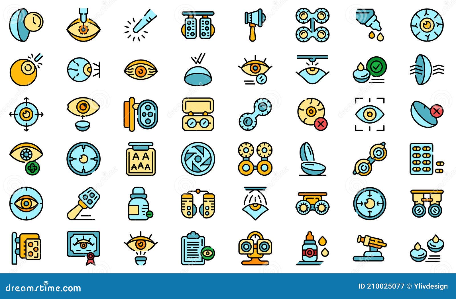 Optometry Icons. Eye And Glasses, Vision And Lens, Laser Surgery Signs ...