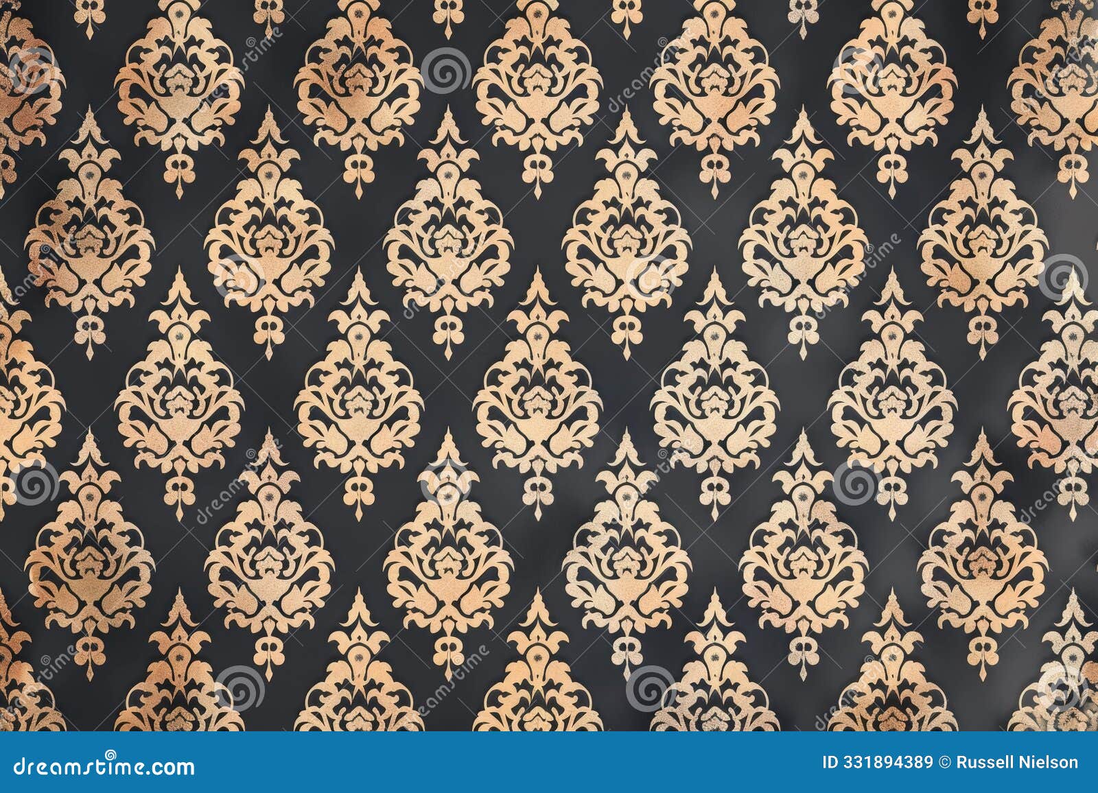 A Luxurious Black and Gold Damask Pattern Creates a Striking and ...