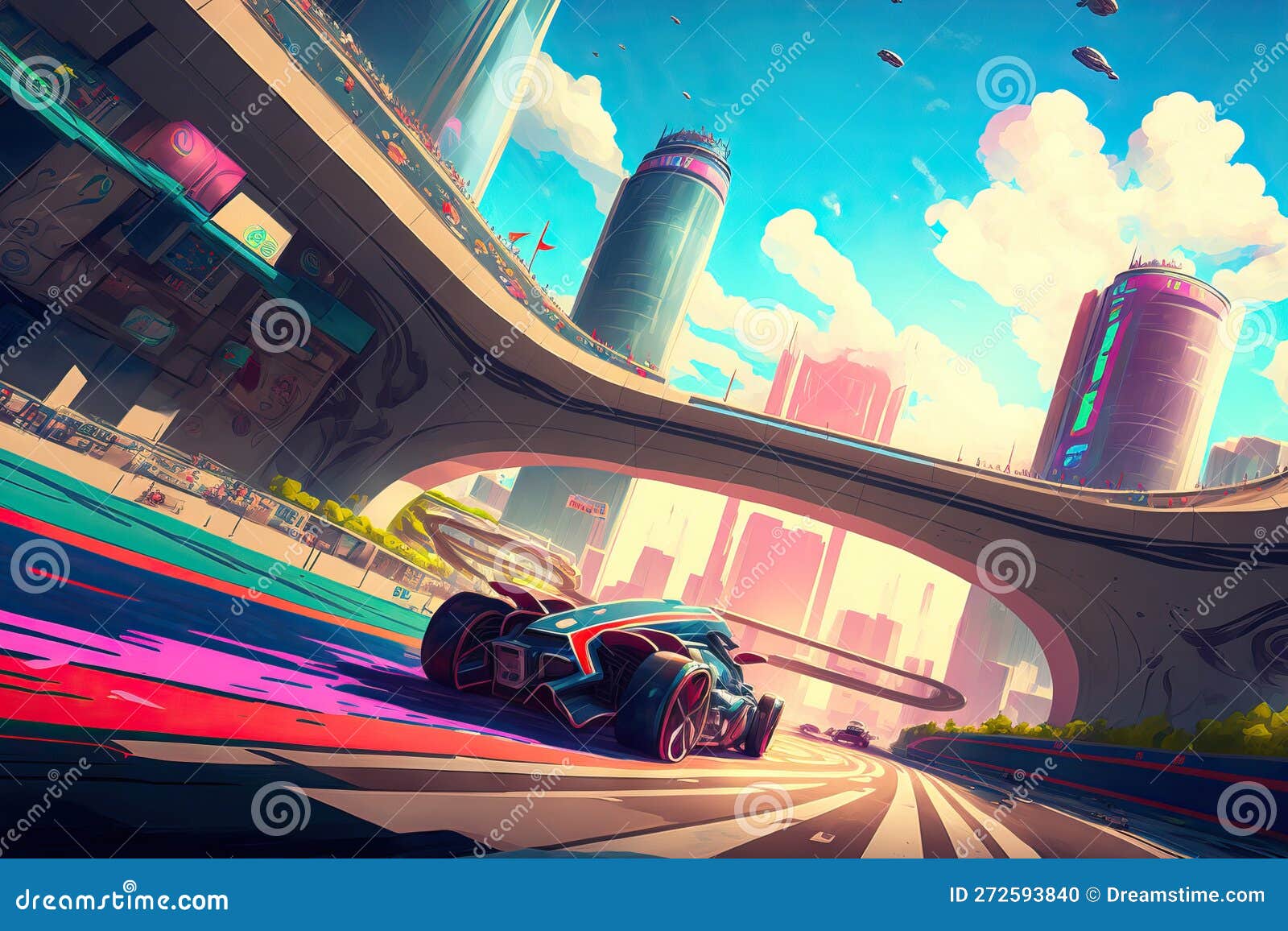 Opulent City Racetrack with Vibrant Flair. Urban Mobility and ...