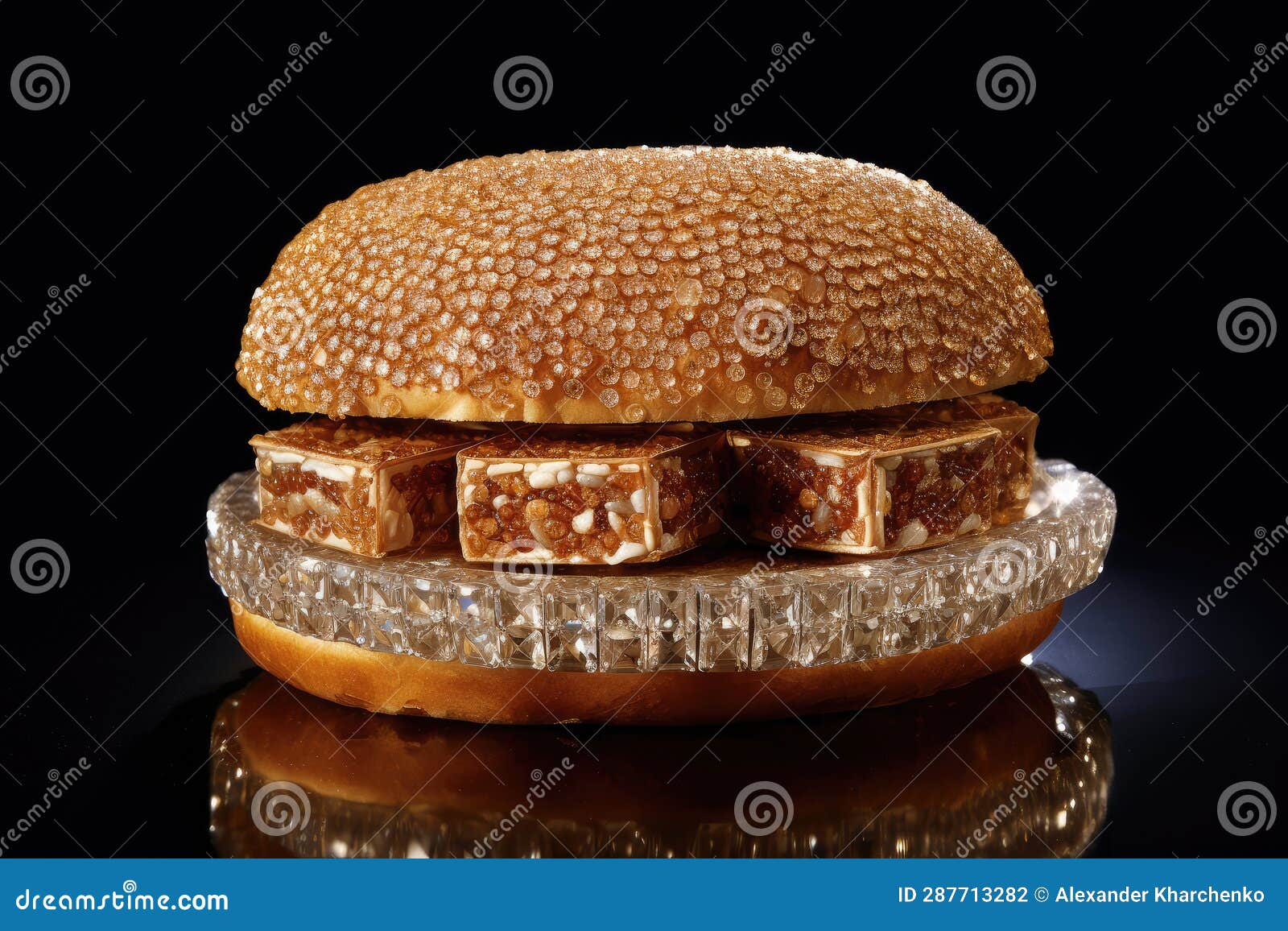 Opulent Extravagance Fully Diamond Encrusted Burger On A Black ...