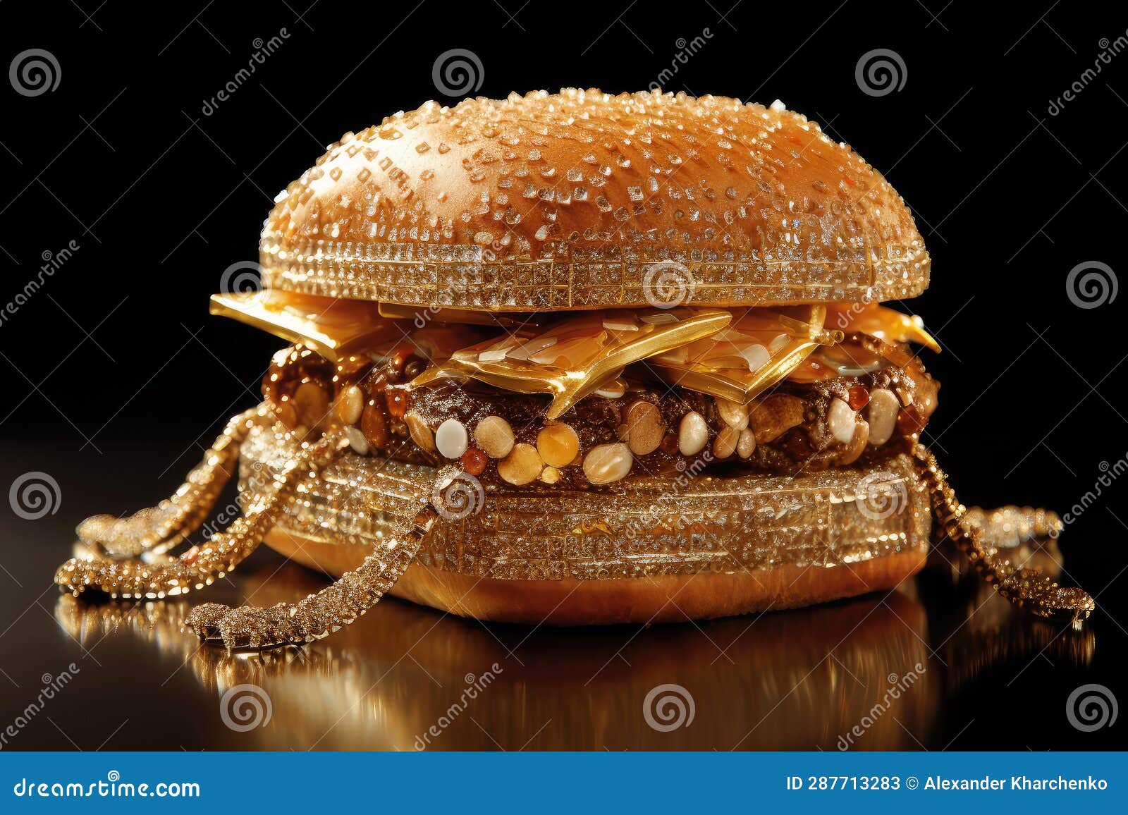 Opulent Extravagance Fully Diamond Encrusted Burger On A Black ...