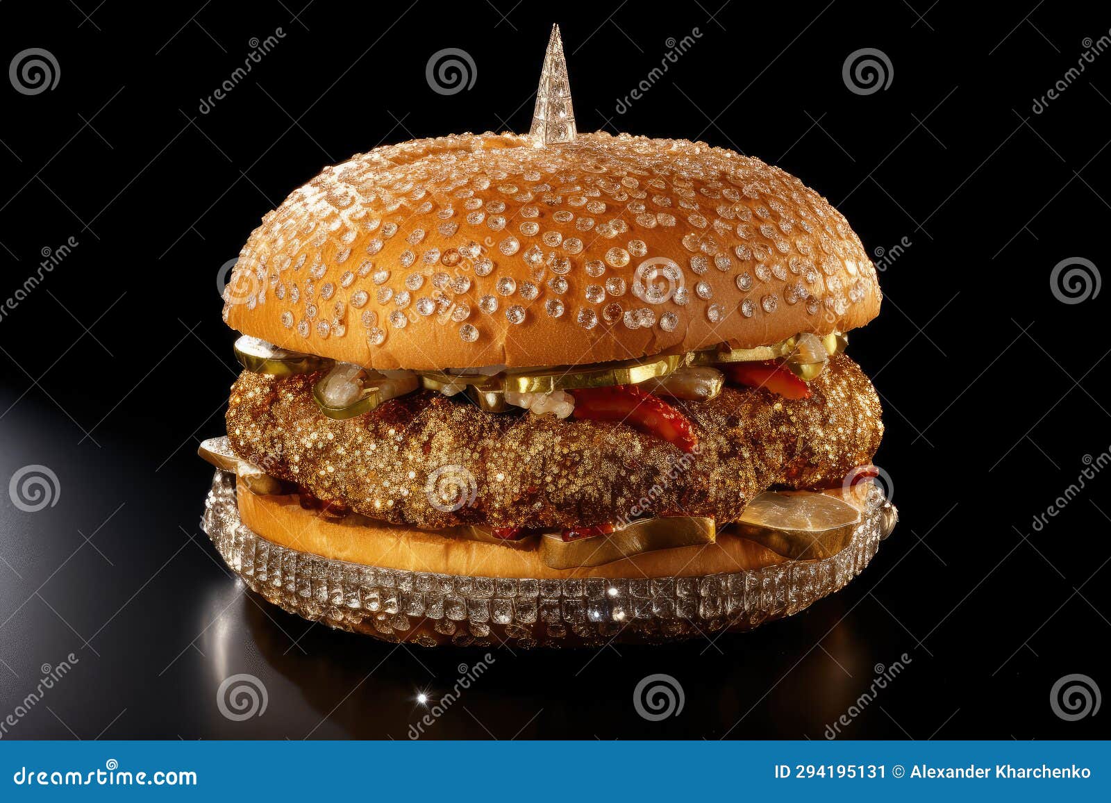 Opulent Extravagance Fully Diamond Encrusted Burger On A Black ...