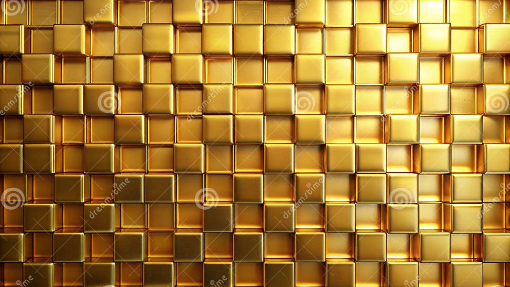 Opulent Golden Wall Backdrop Adorned with Tile Pattern Three ...