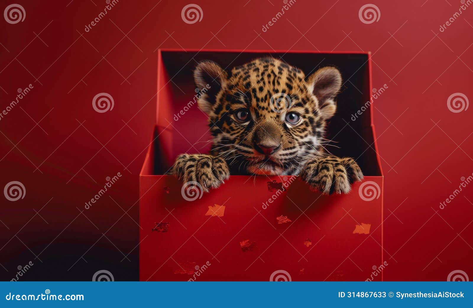 Opulent Leopard Cub in Elegant Red Box Stock Illustration ...