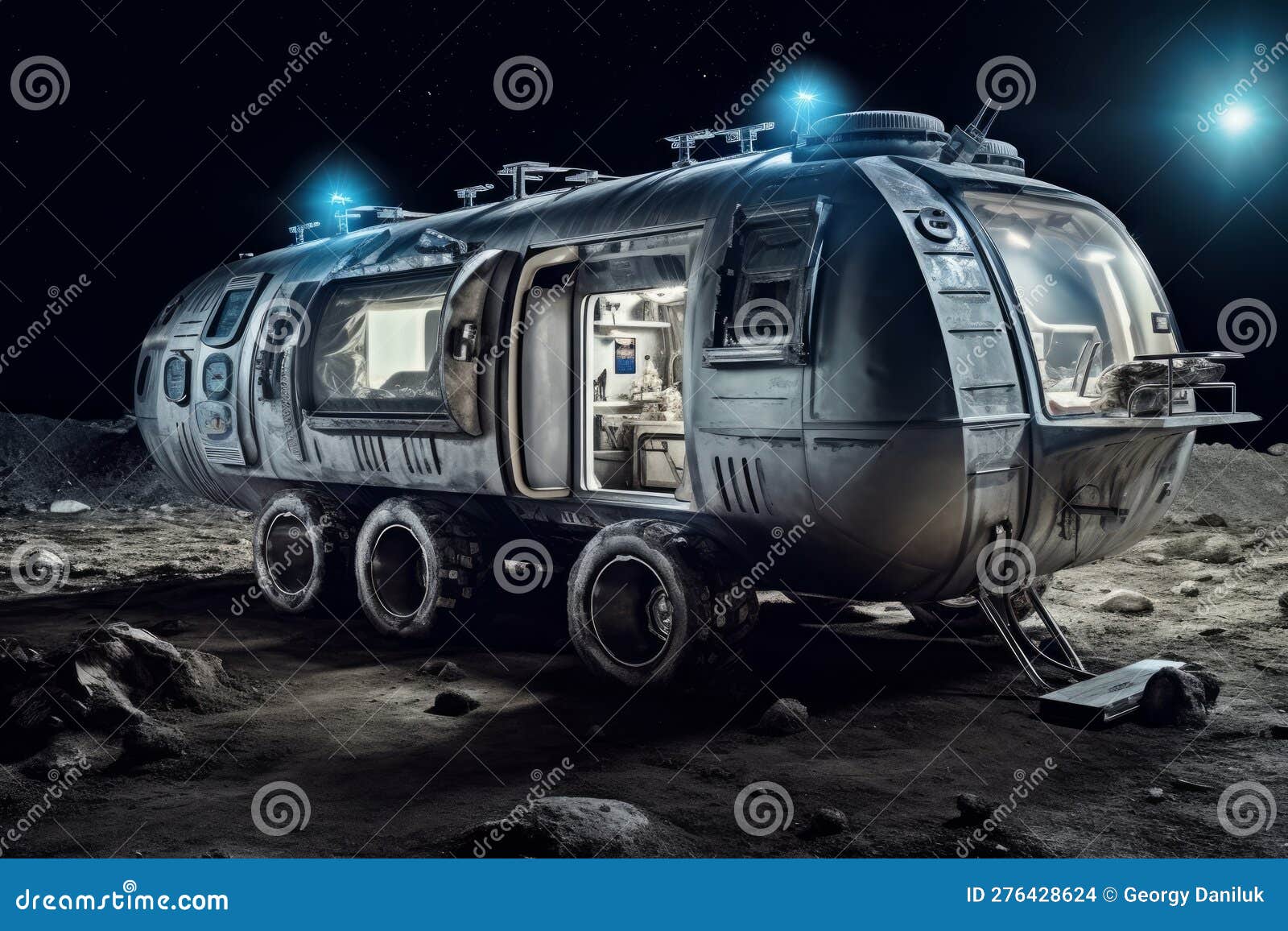 Opulent Lunar Base & Rover Ready for Exploratio Stock Illustration ...