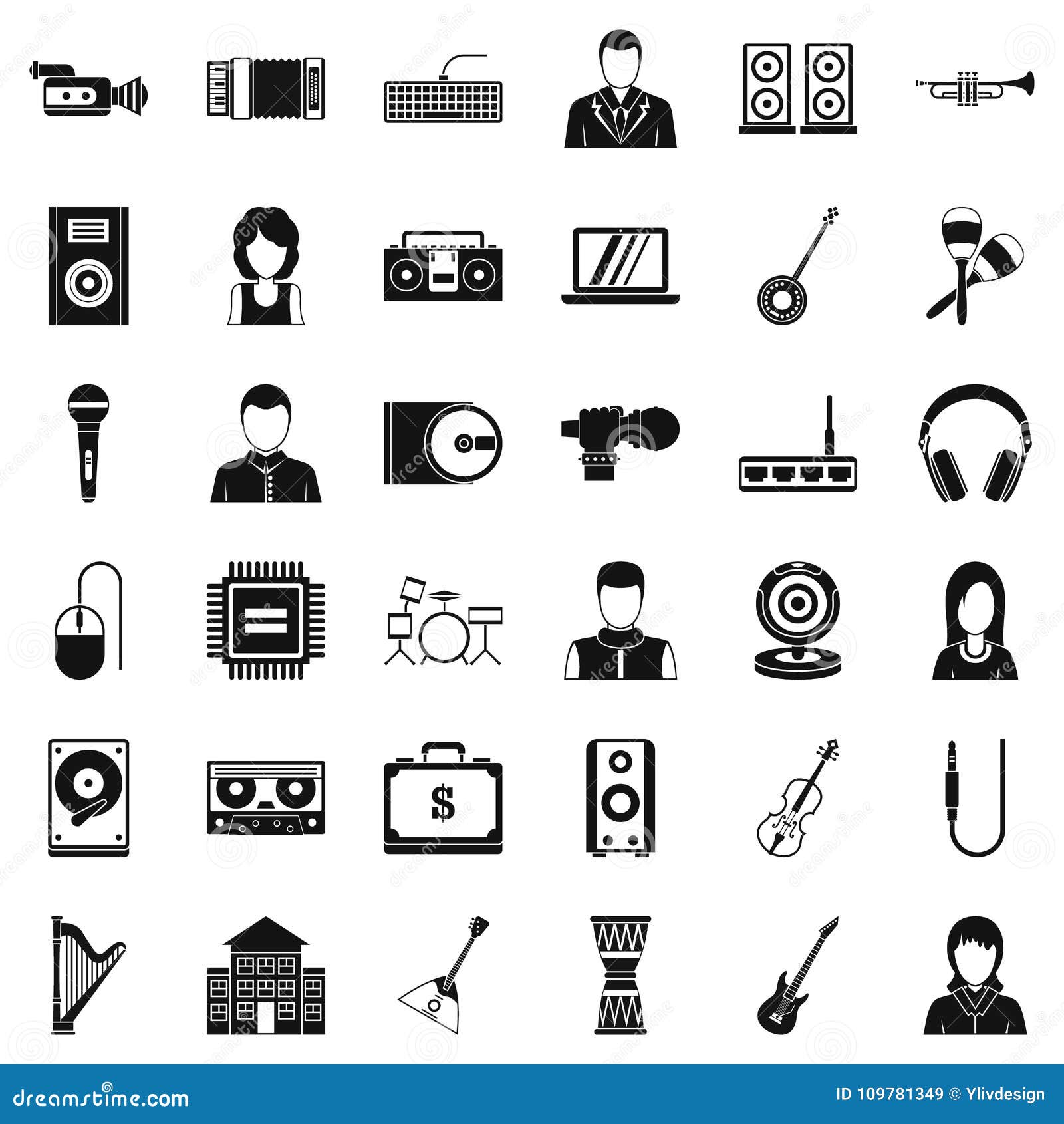 Opus Icons Set, Simple Style Stock Vector - Illustration of festival ...