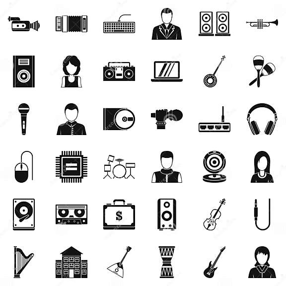 Opus Icons Set, Simple Style Stock Vector - Illustration of festival ...