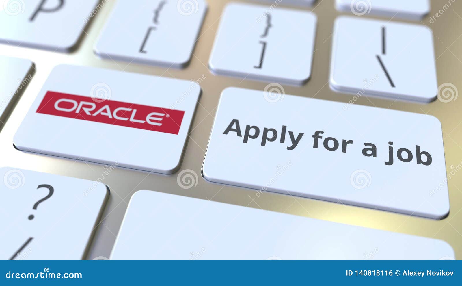 ORACLE Company Logo and Apply for a Job Text on the Keys of the ...