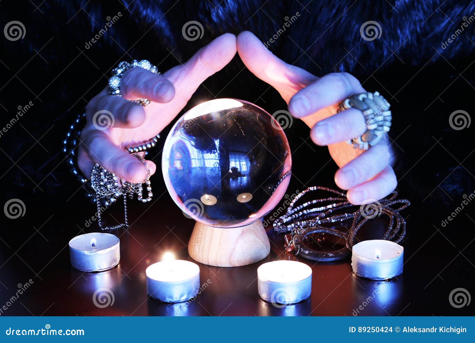 Oracle Telling Future Gwith Glass Orb on a Table Stock Photo - Image of ...
