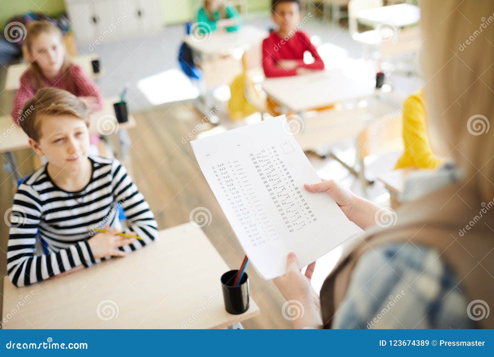 Oral Questioning at Math Class Stock Image - Image of people, education ...