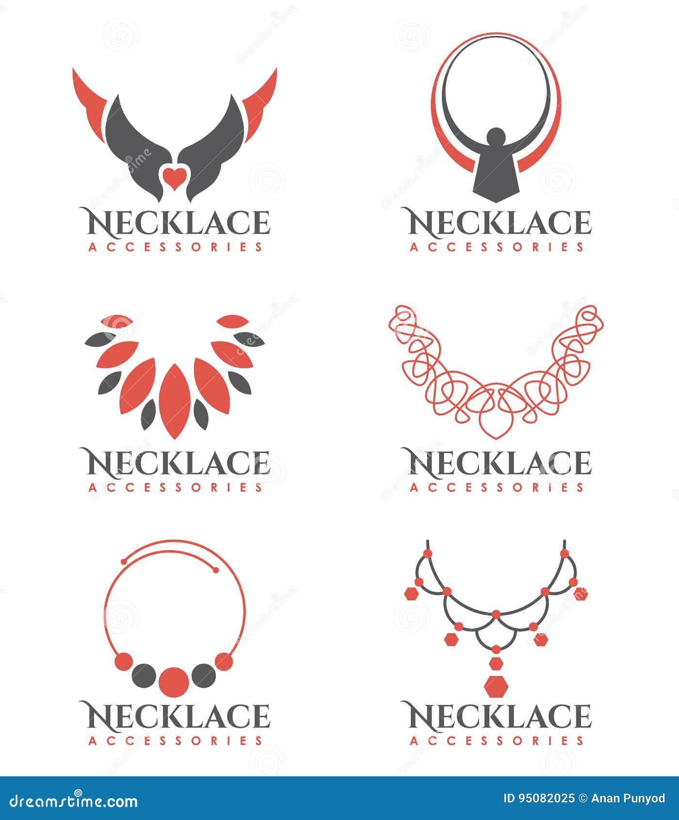 Orang and Gray Necklace Logo Vector Art Set Design Stock Vector ...