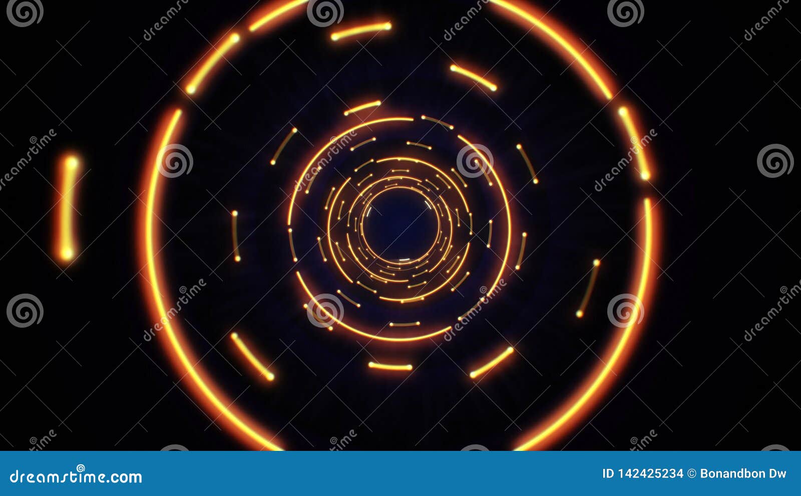 Orange Abstract Light Circles Seamless Looping. Stock Illustration ...