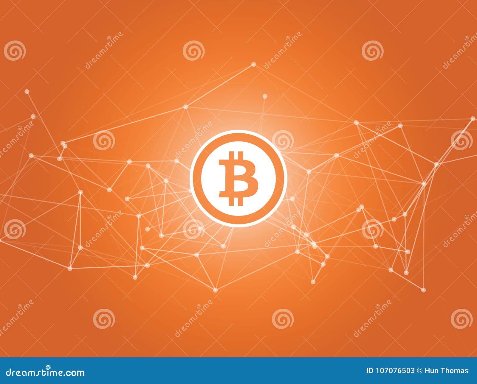 Orange Abstract Network Mesh with Bitcoin Logo - Vector Background ...