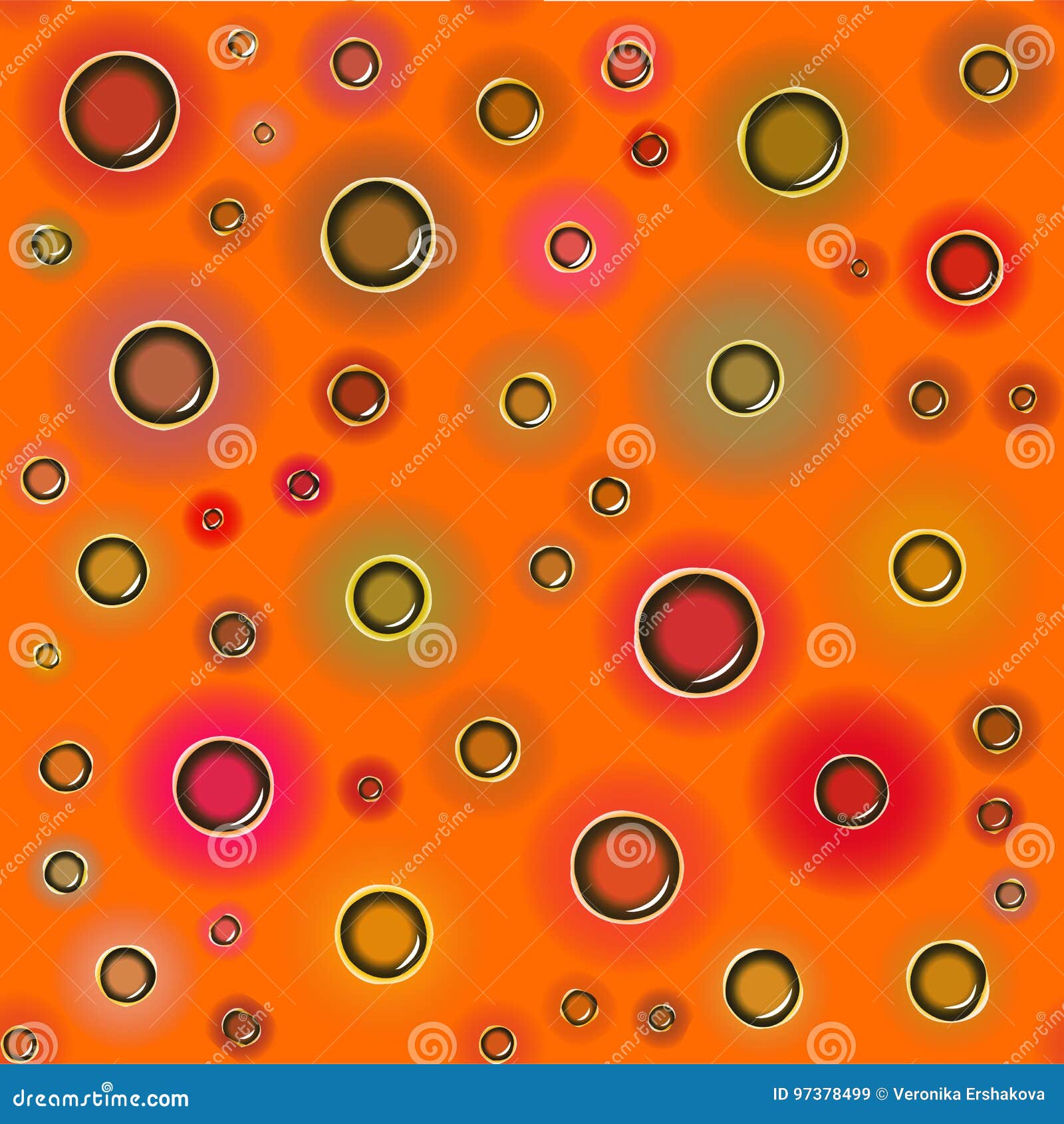 Orange Abstract Seamless Pattern with Circles Stock Illustration ...