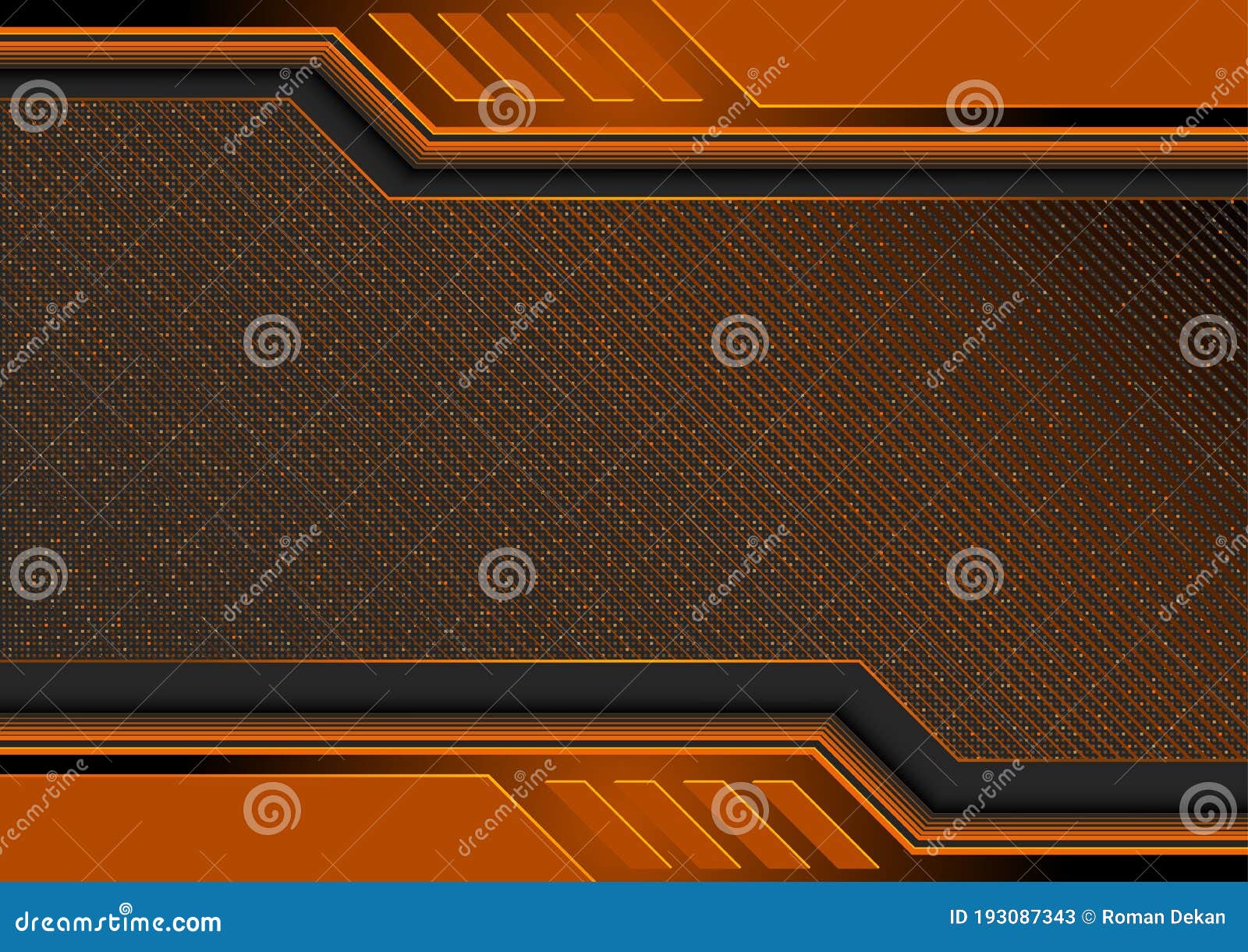 Orange Abstract Tech Background with Decorative Lines Stock Vector ...
