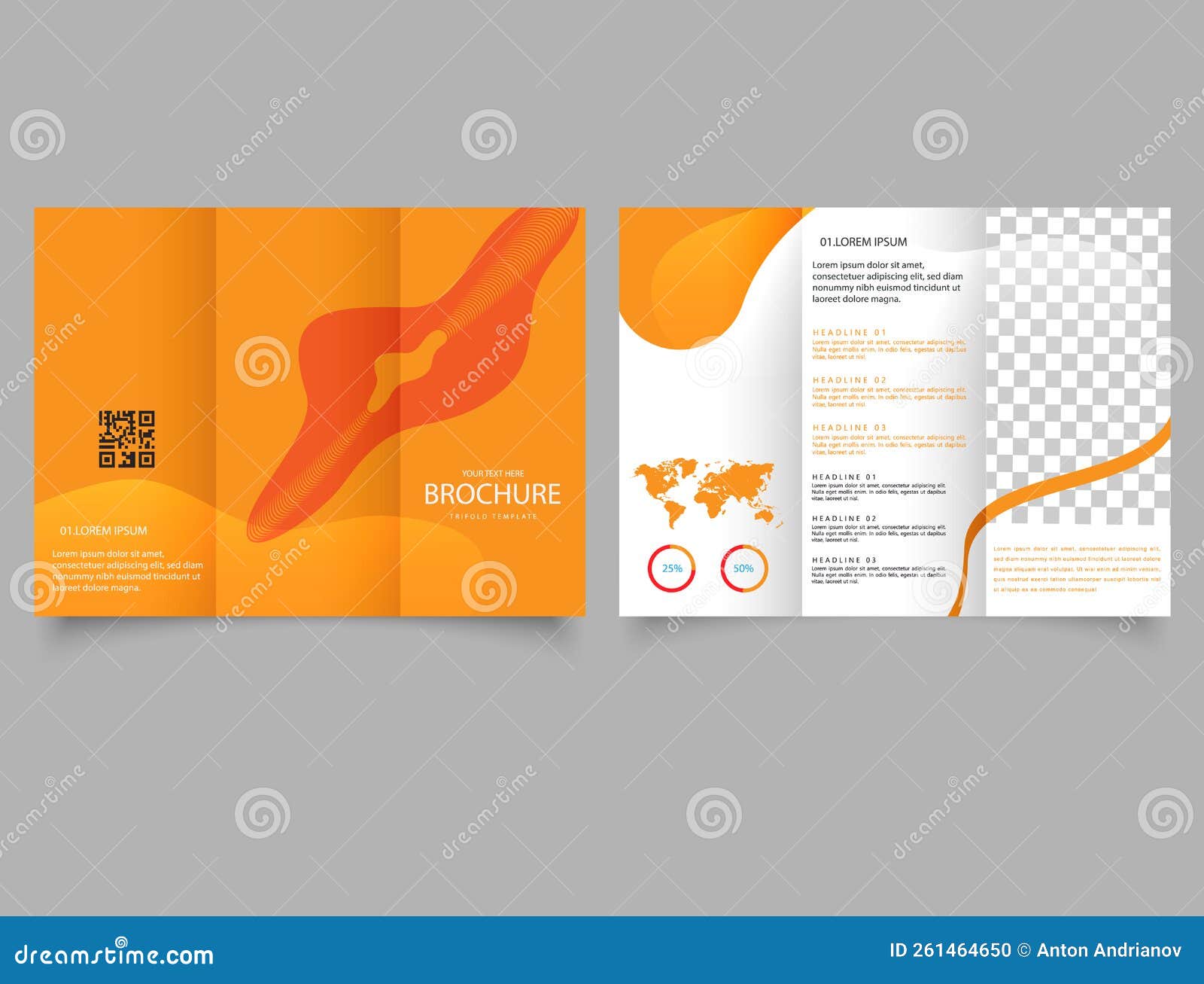 Orange Abstract Trifold Brochure. Flyer for Printing. Presentation ...